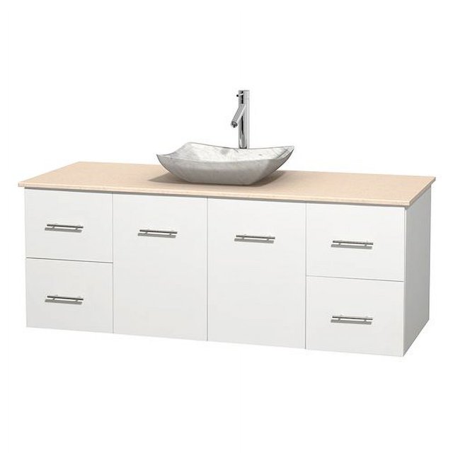 Wyndham Collection Centra 60 inch Single Bathroom Vanity in Matte White ...