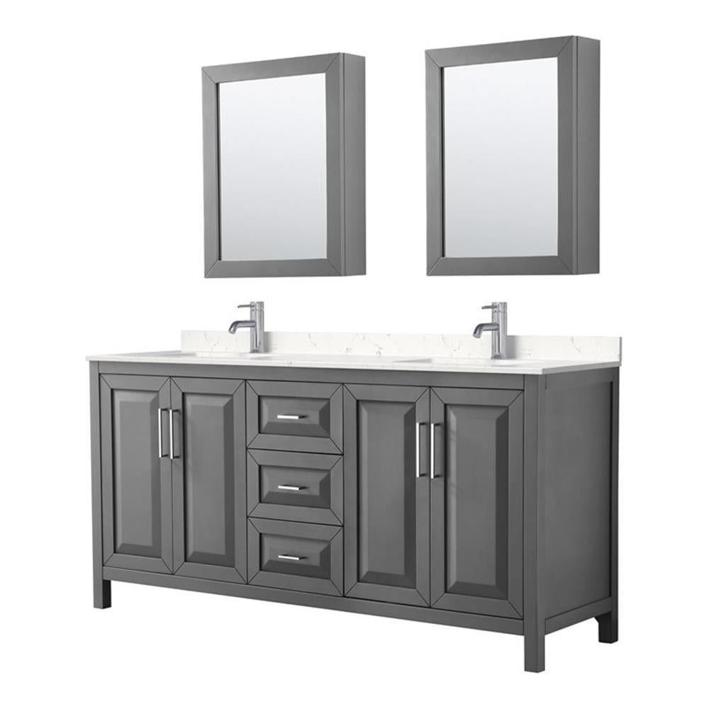 Wyndham Collection Daria 72" Light-Vein Wood Double Bathroom Vanity in ...