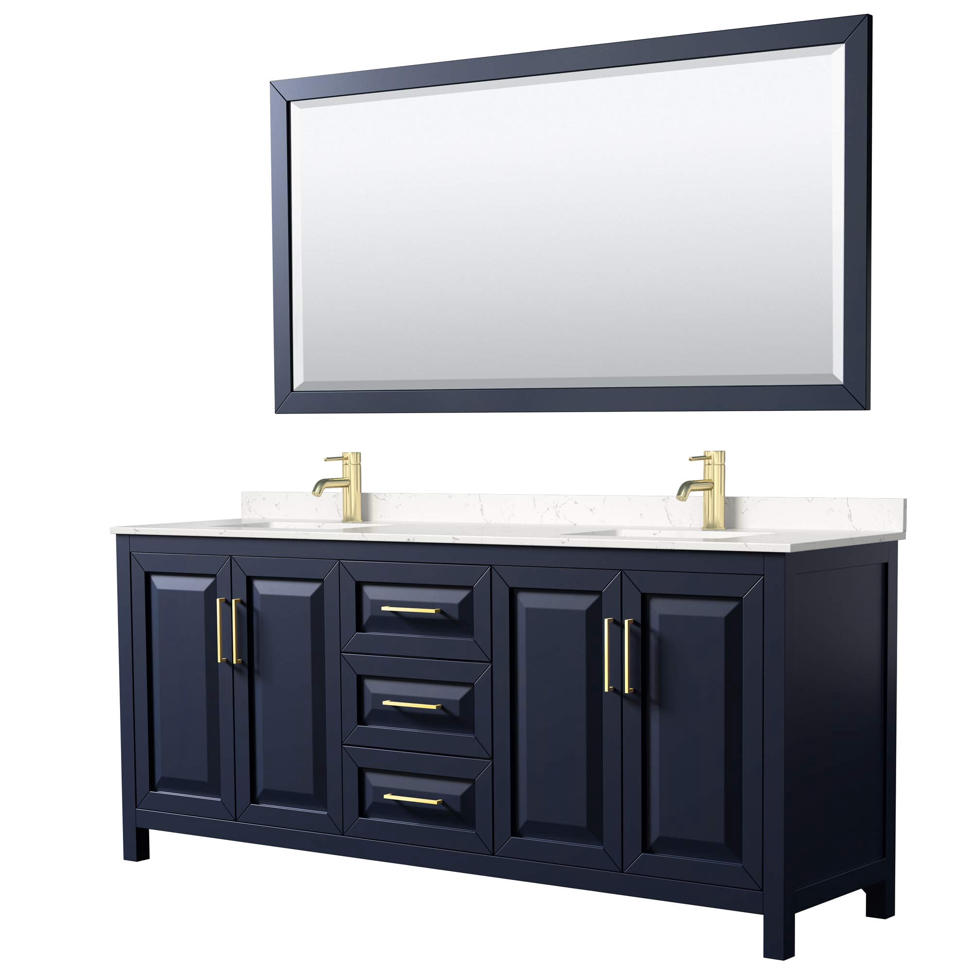 Wyndham Collection Daria 80" Light-Vein Wood Double Bathroom Vanity in ...