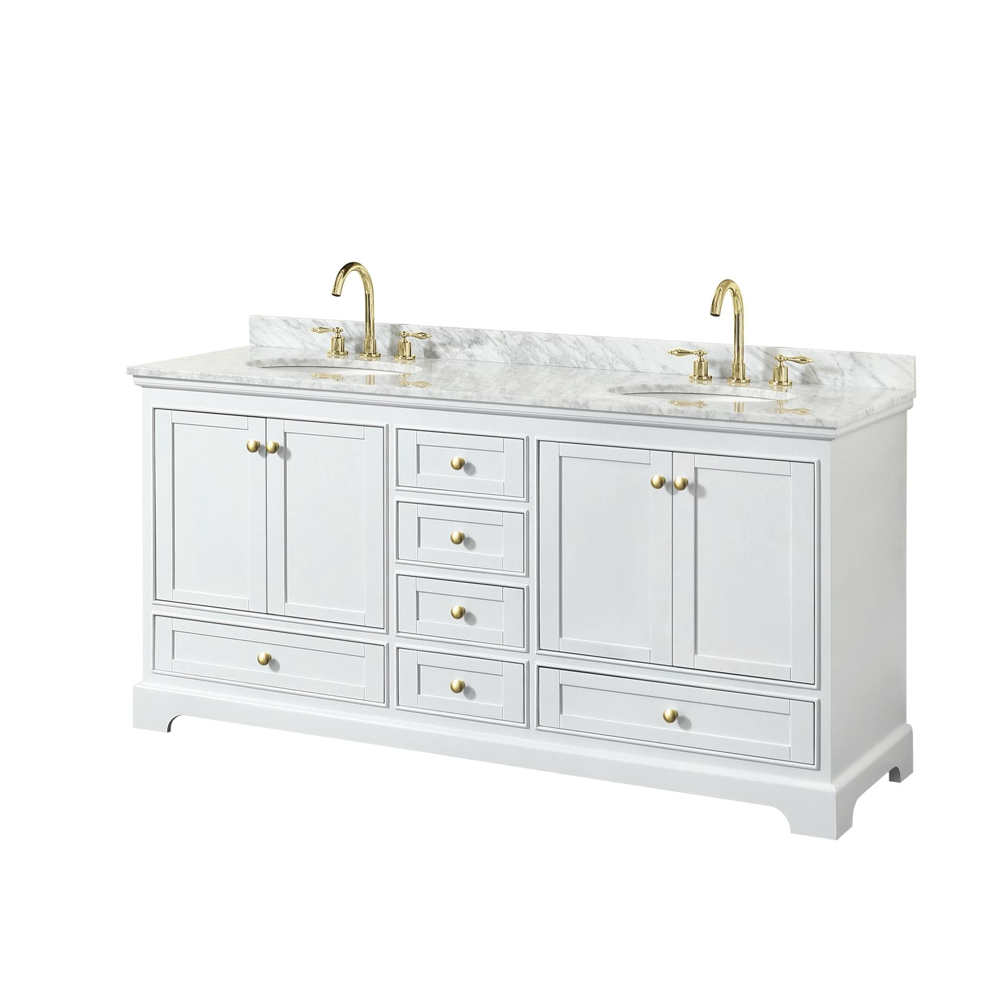 Wyndham Collection Deborah 72" Wood Double Bathroom Vanity in White ...