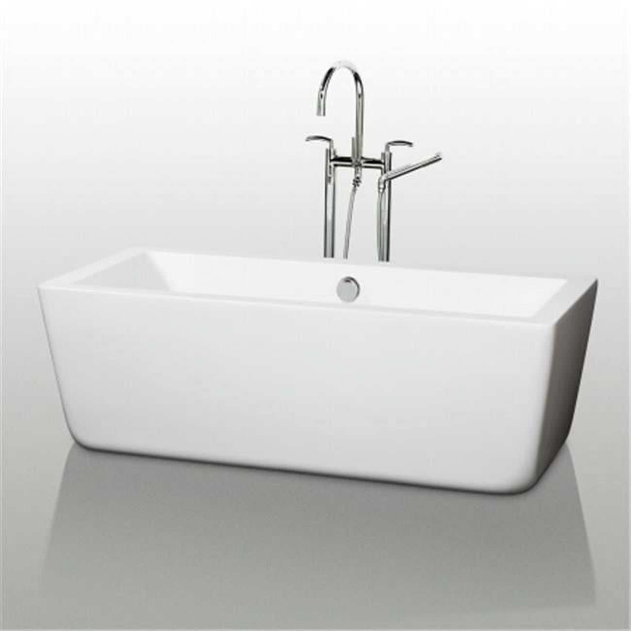 Laura 59 Inch Freestanding Bathtub in White with Polished Chrome Drain ...