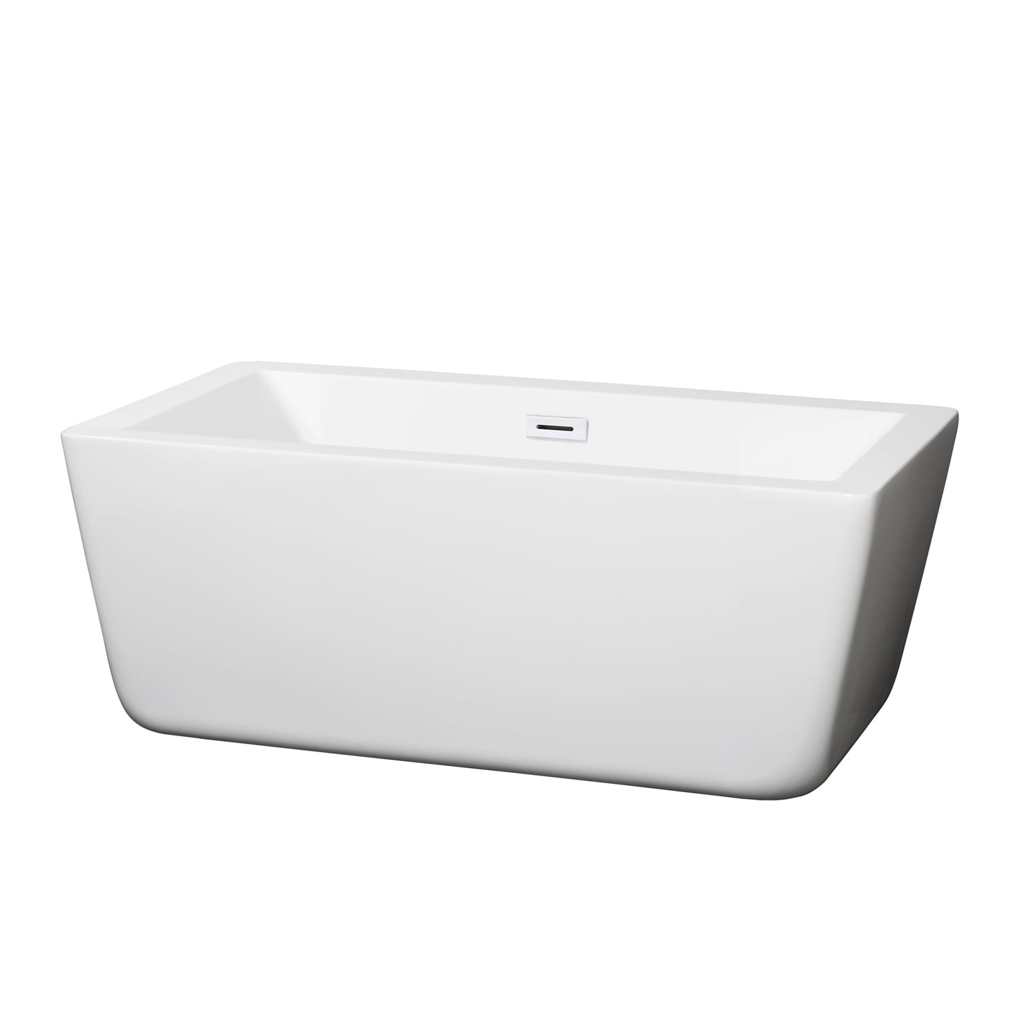 Laura 59 Inch Freestanding Bathtub in White with Shiny White Drain and ...