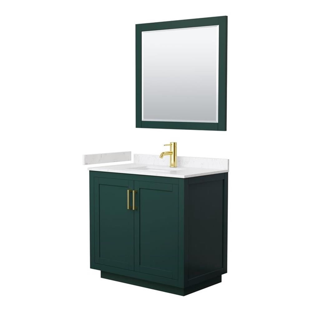 Wyndham Collection Miranda 36" Wood&Marble Single Bathroom Vanity in ...