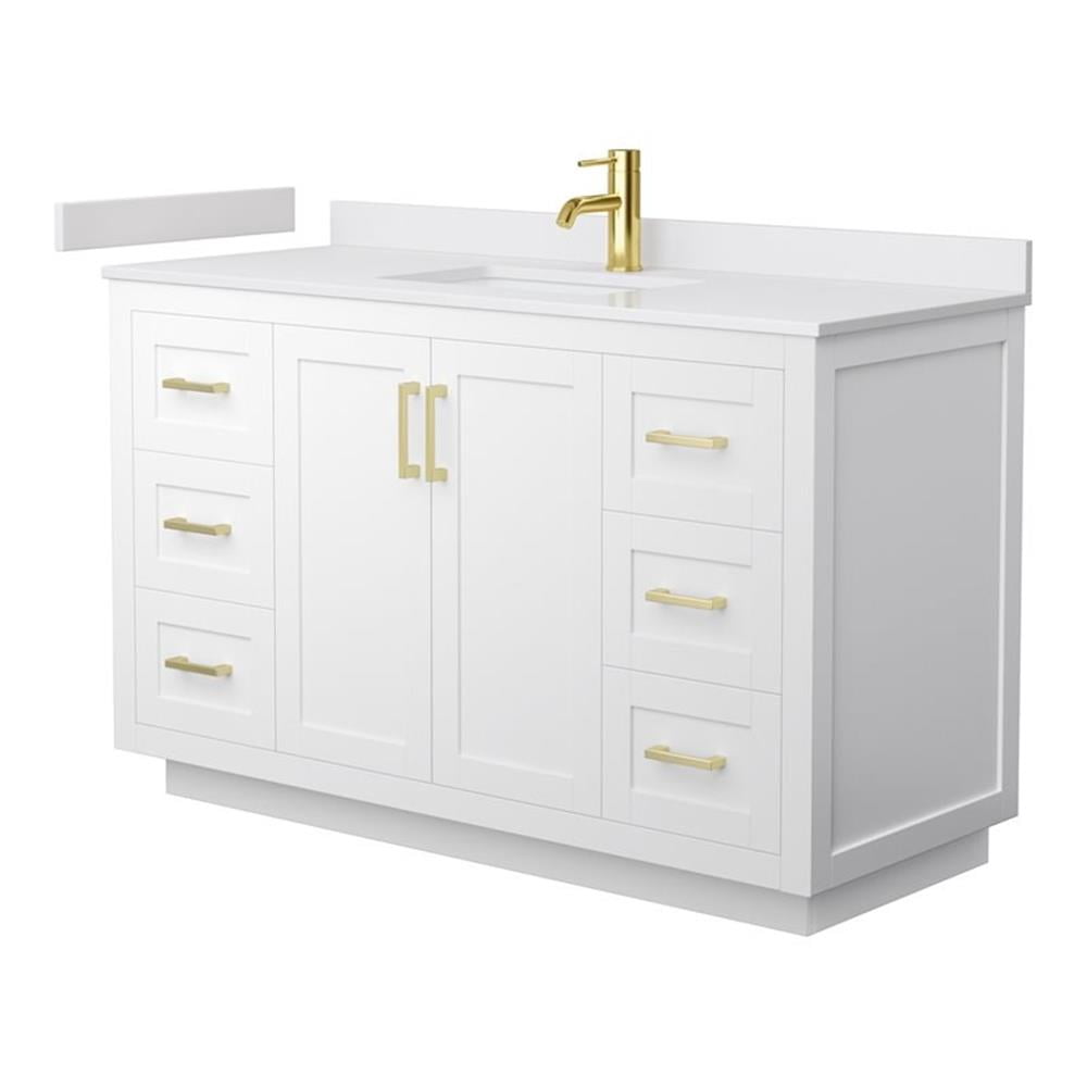 Wyndham Collection Miranda 54" Wood Single Bathroom Vanity in White ...