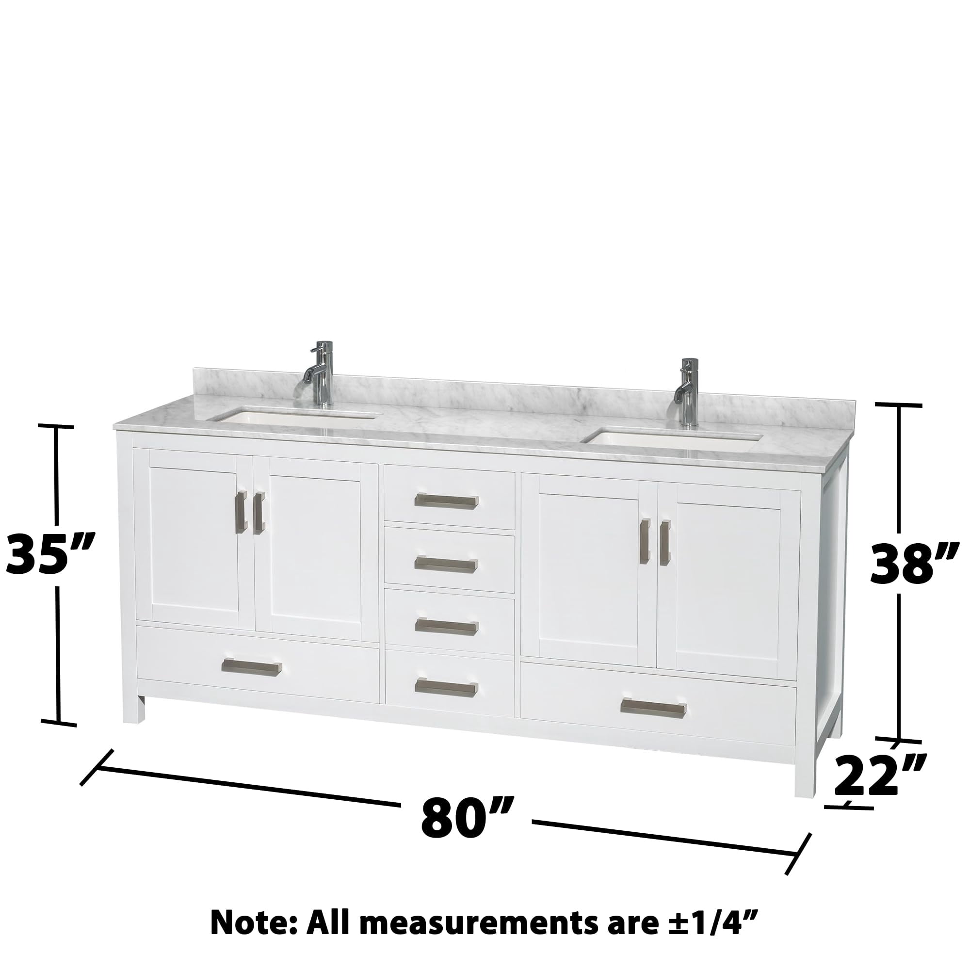 Wyndham Collection Sheffield 80" Marble Double Bathroom Vanity in White ...