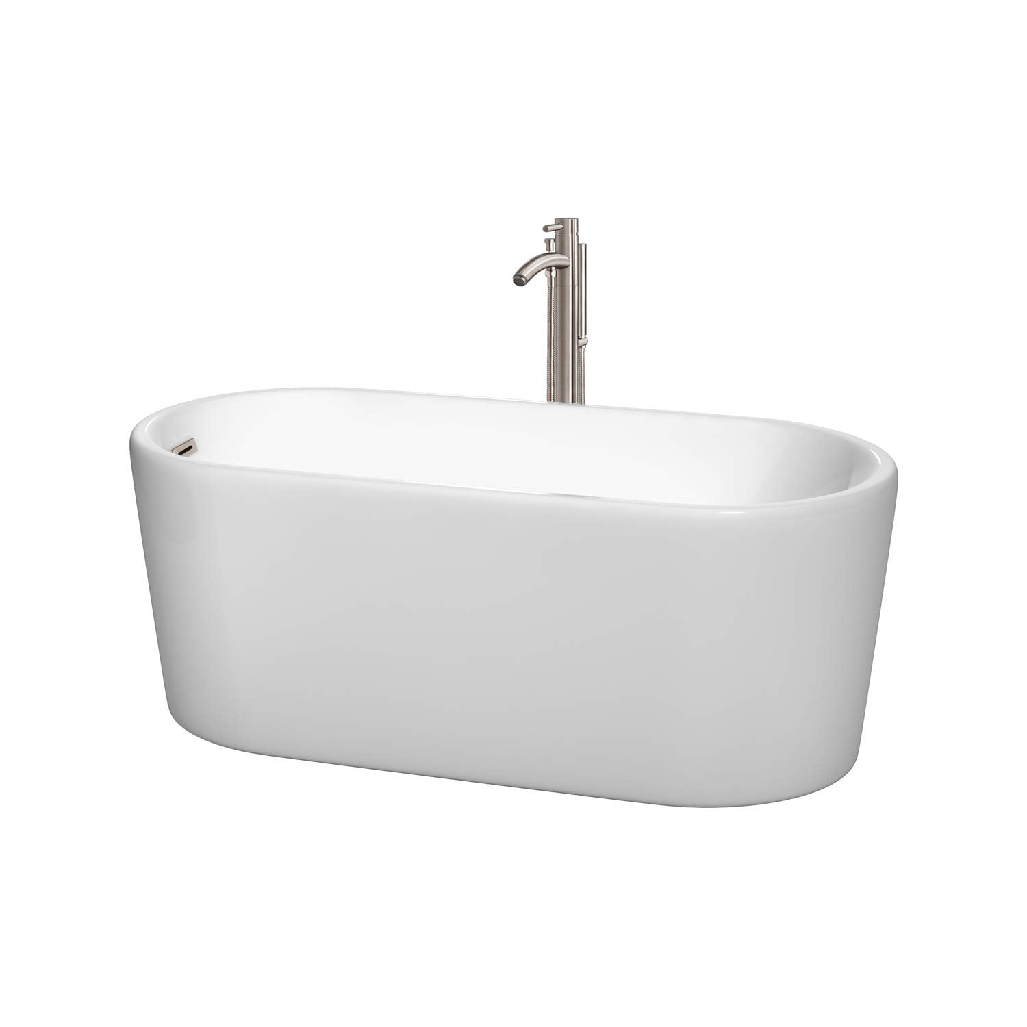 Ursula 59" Freestanding Bathtub in White with Floor Mounted Faucet ...
