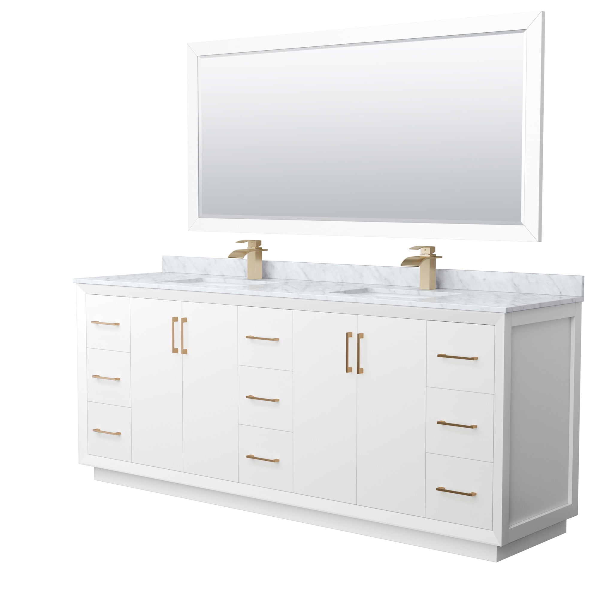 Wyndham Collection Wcf414184d-Nat-Unsm70 Strada 84" Free Standing Double Basin Vanity Set ...