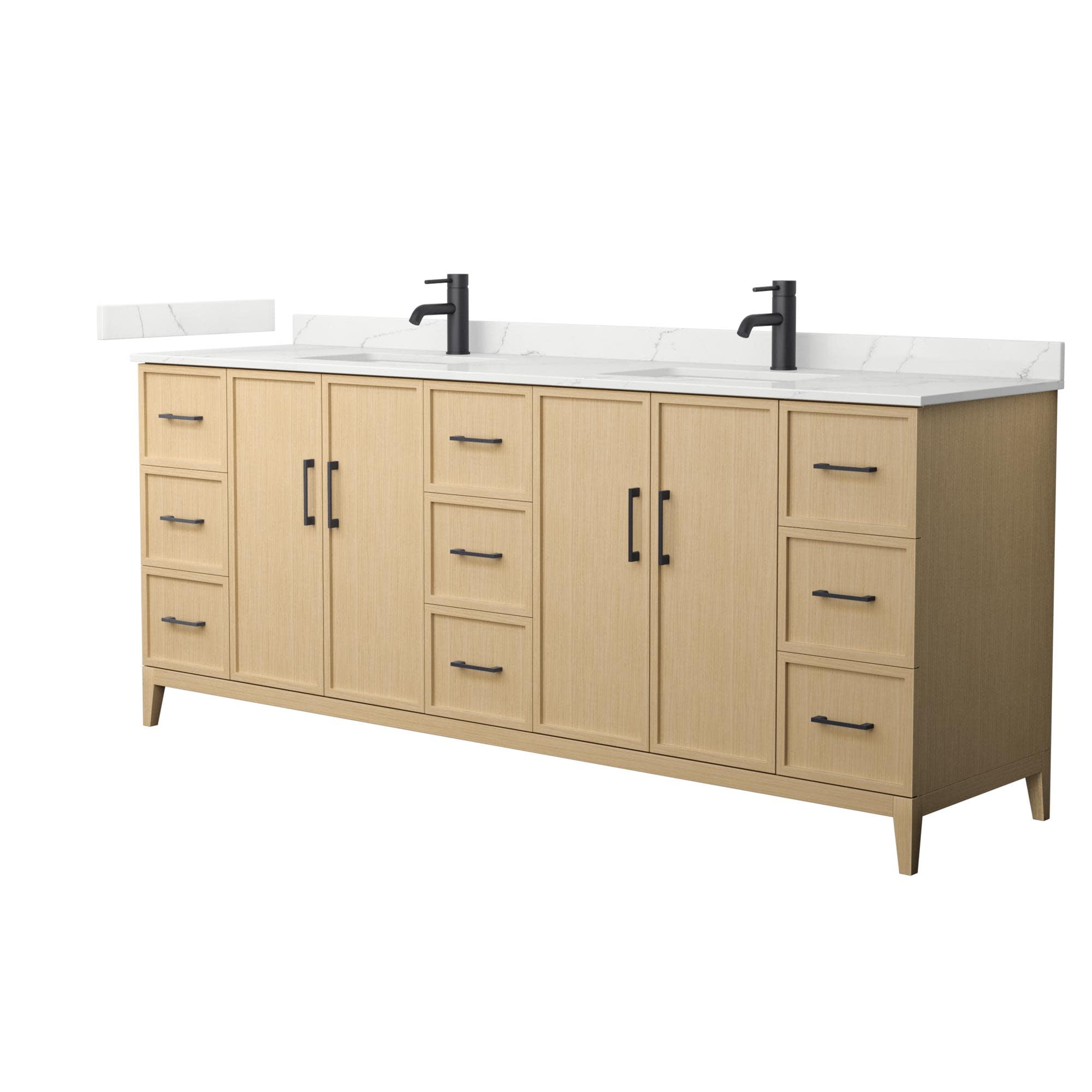Wyndham Collection Wch717184d-Qtz-Unsmxx Elan 84" Free Standing Double Basin Vanity Set ...