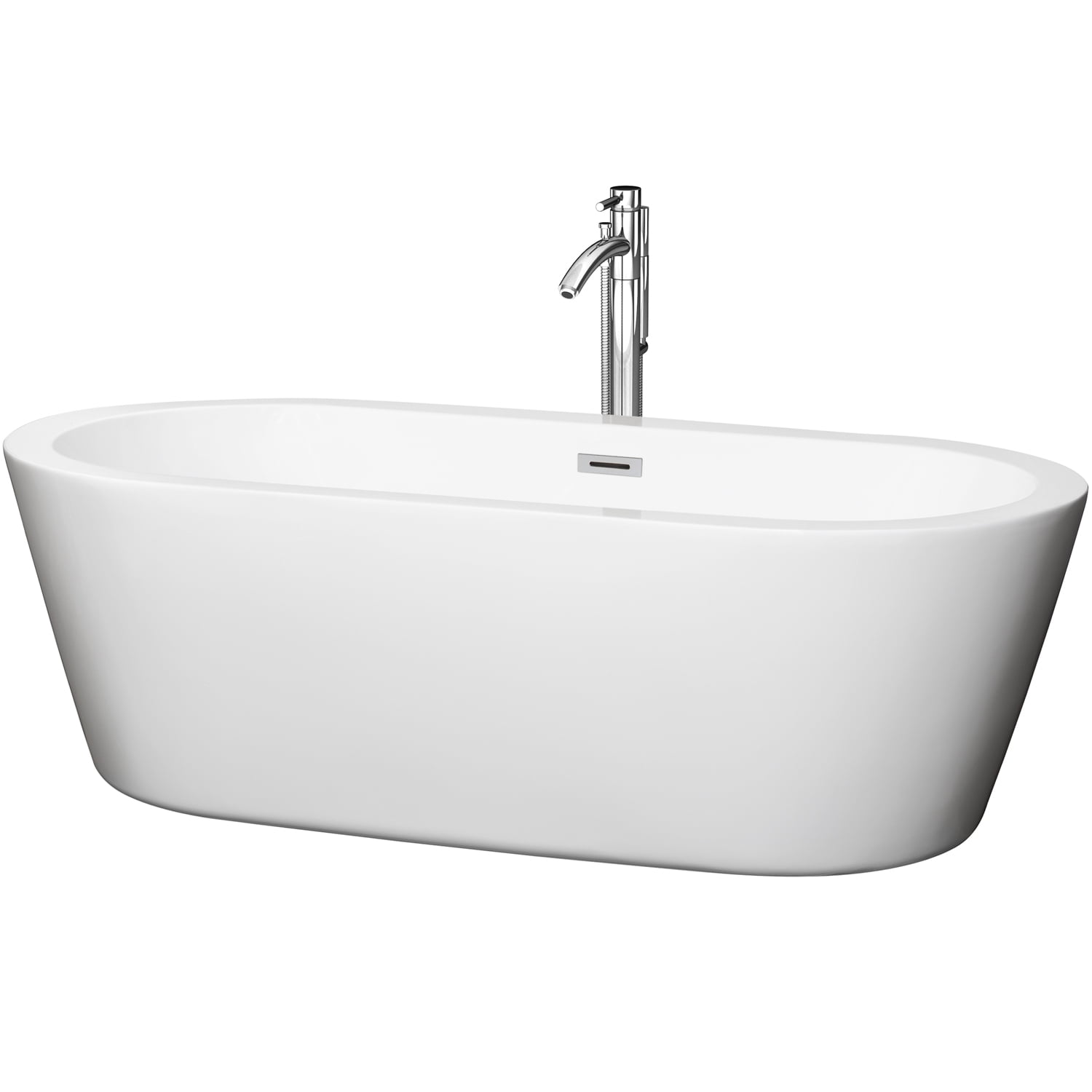 Wyndham Collection Mermaid 71 Inch Freestanding Bathtub in White with ...
