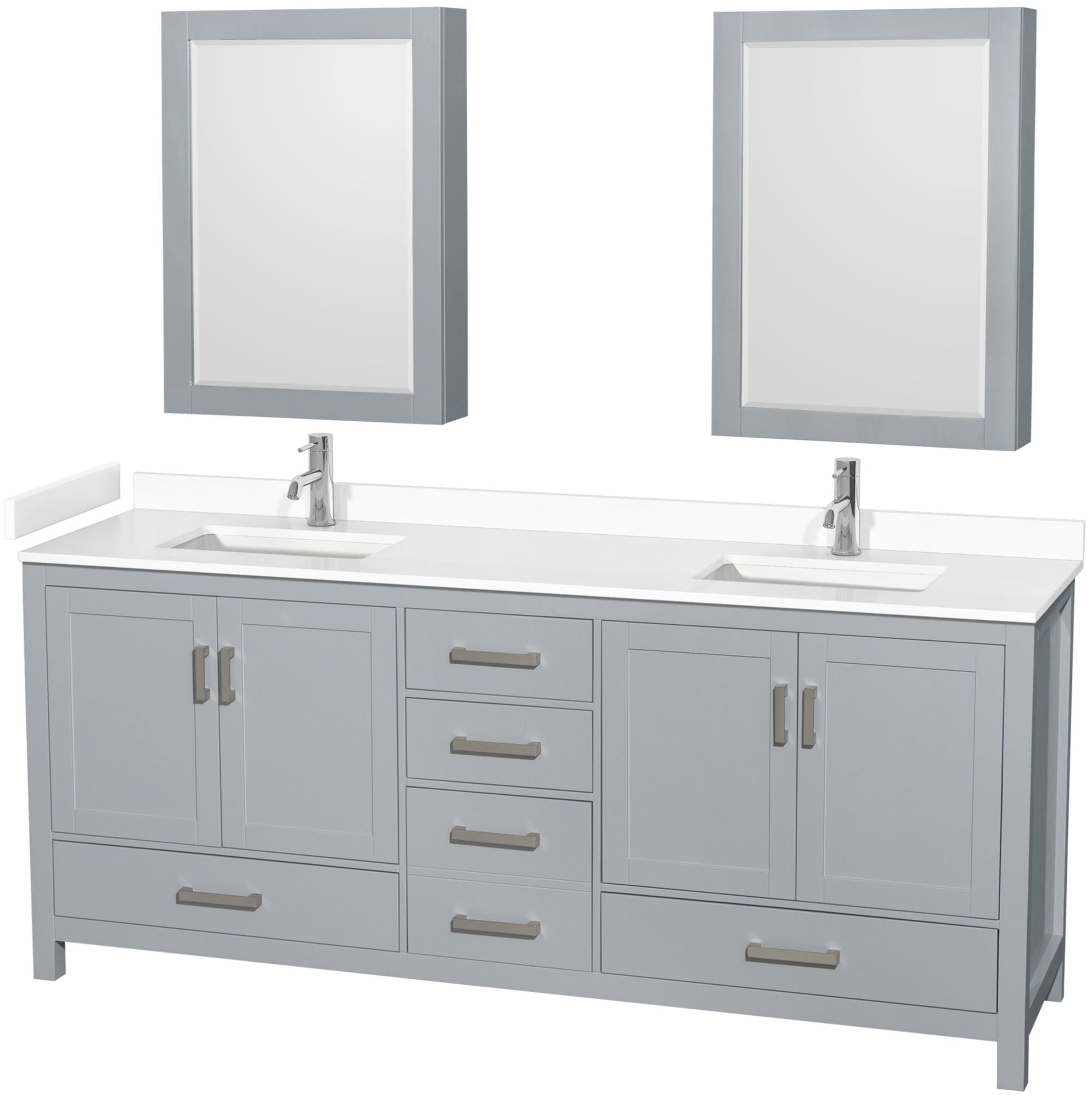 Wyndham Collection Wcs141480d-Vca-Med Sheffield 80" Free Standing Double Basin Vanity Set ...