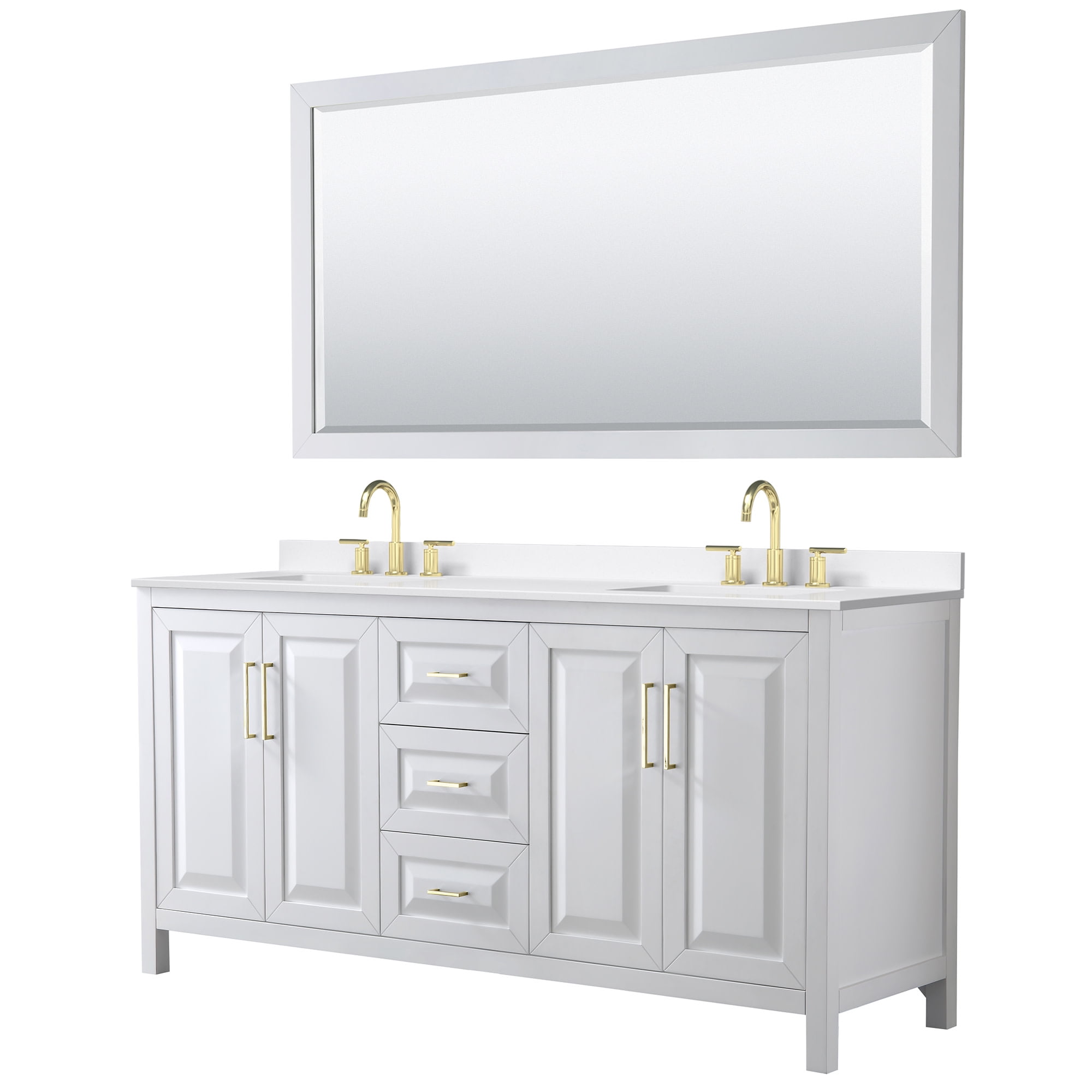 Wyndham Collection Wcv252572d-Qtz-Us3m70 Daria 72" Free Standing Double Basin Vanity Set ...