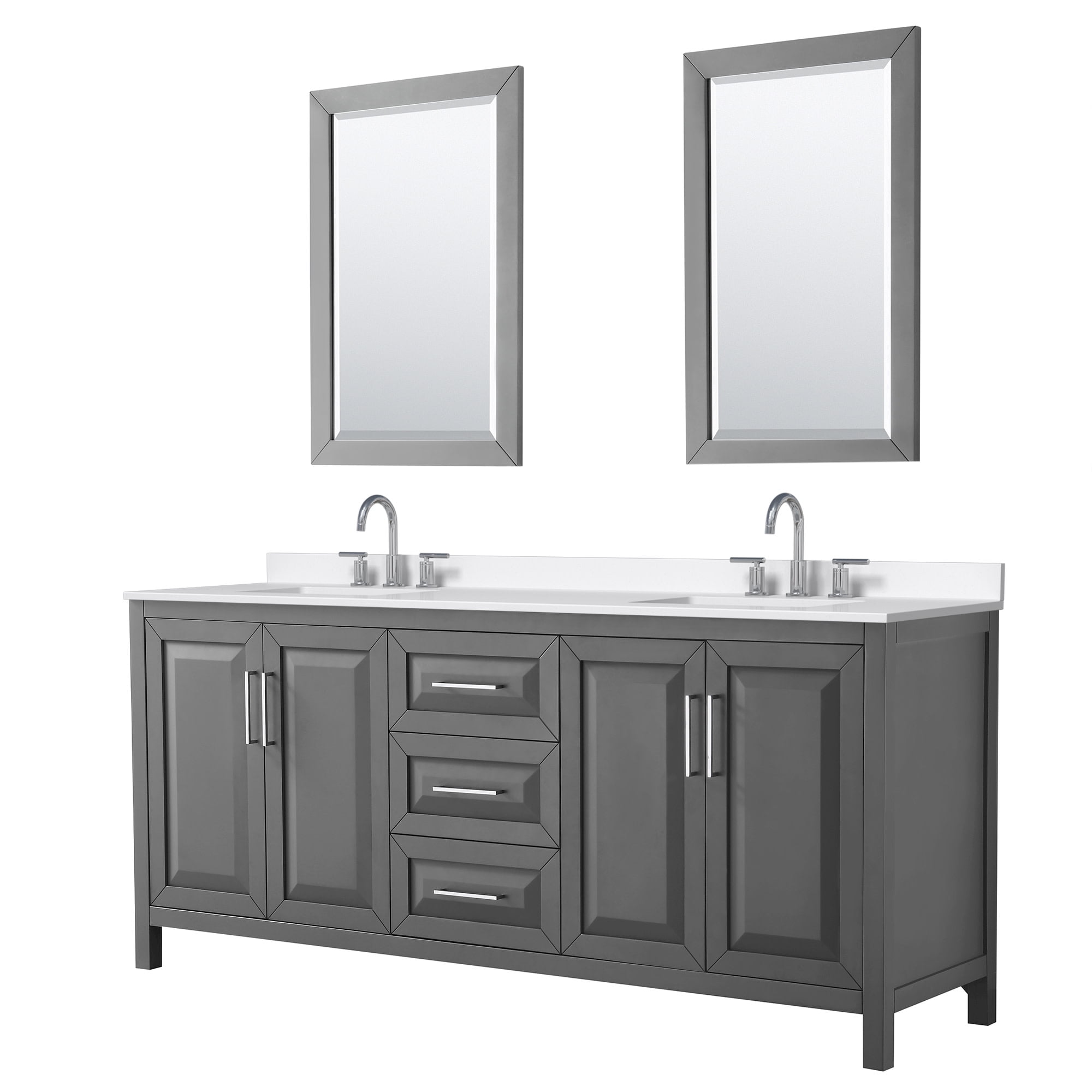 Wyndham Collection Wcv252580d-Qtz-Us3m24 Daria 80" Free Standing Double Basin Vanity Set ...