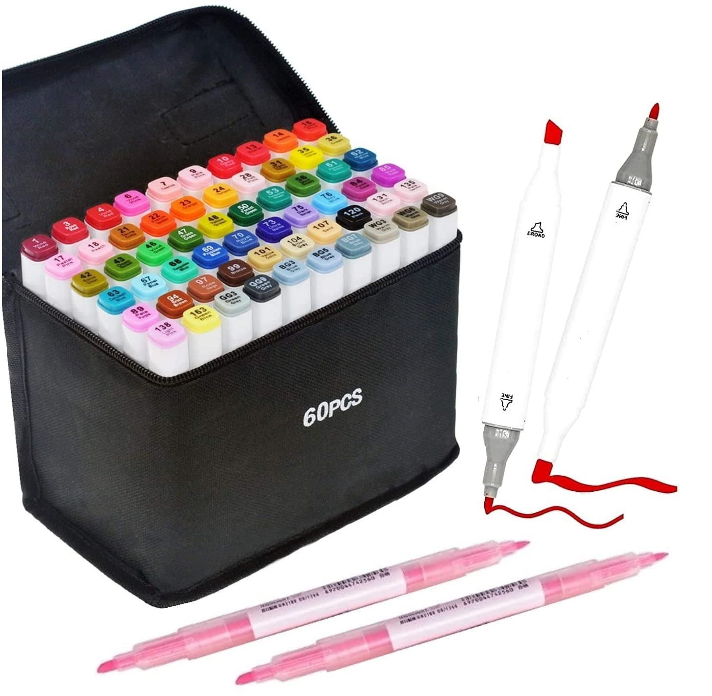 Wynhard Alcohol Markers 60 Colours Art Markers Brush and Chisel Sketch ...
