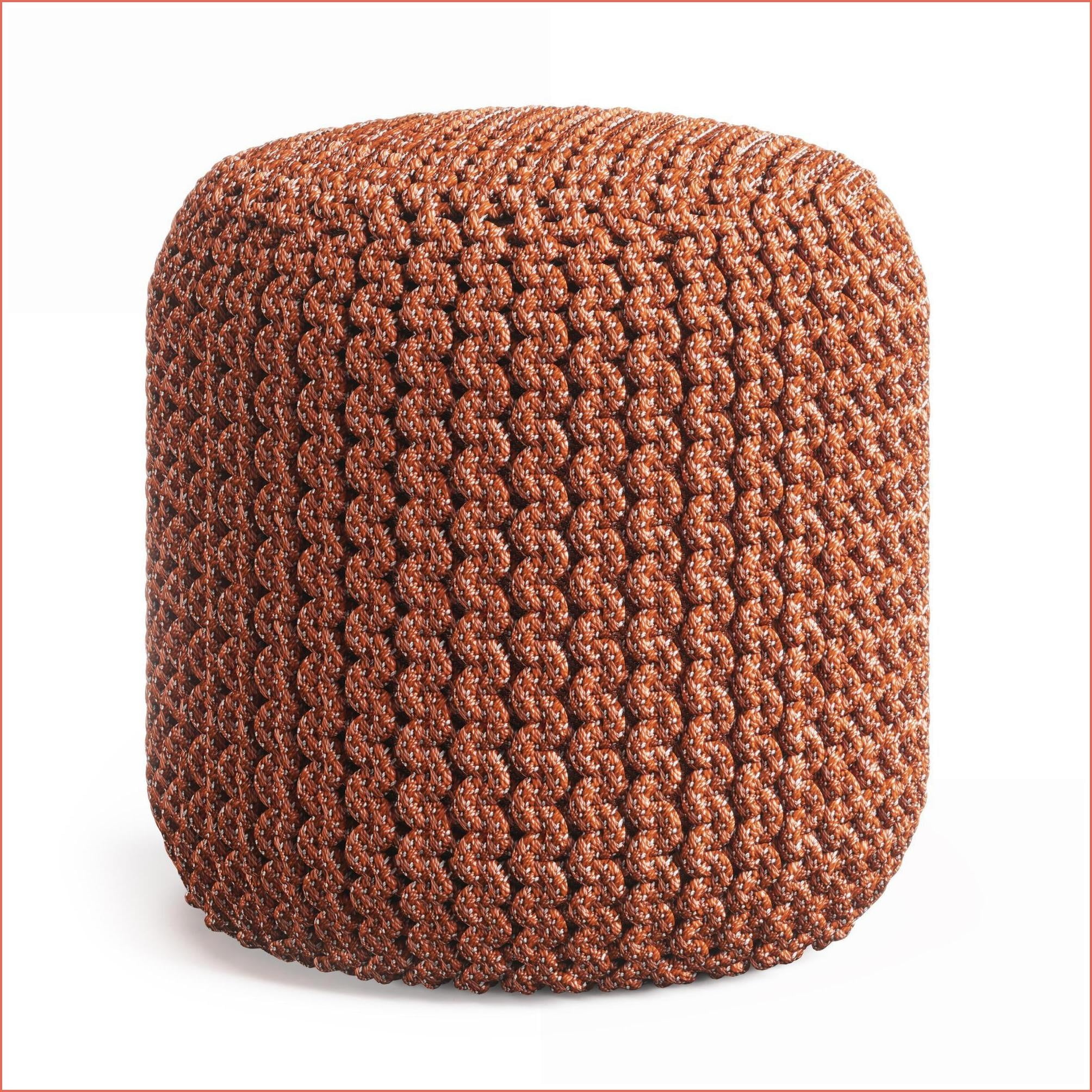 Wynne Round Recycled PET Indoor/Outdoor Pouf – Fully Assembled | Orange ...