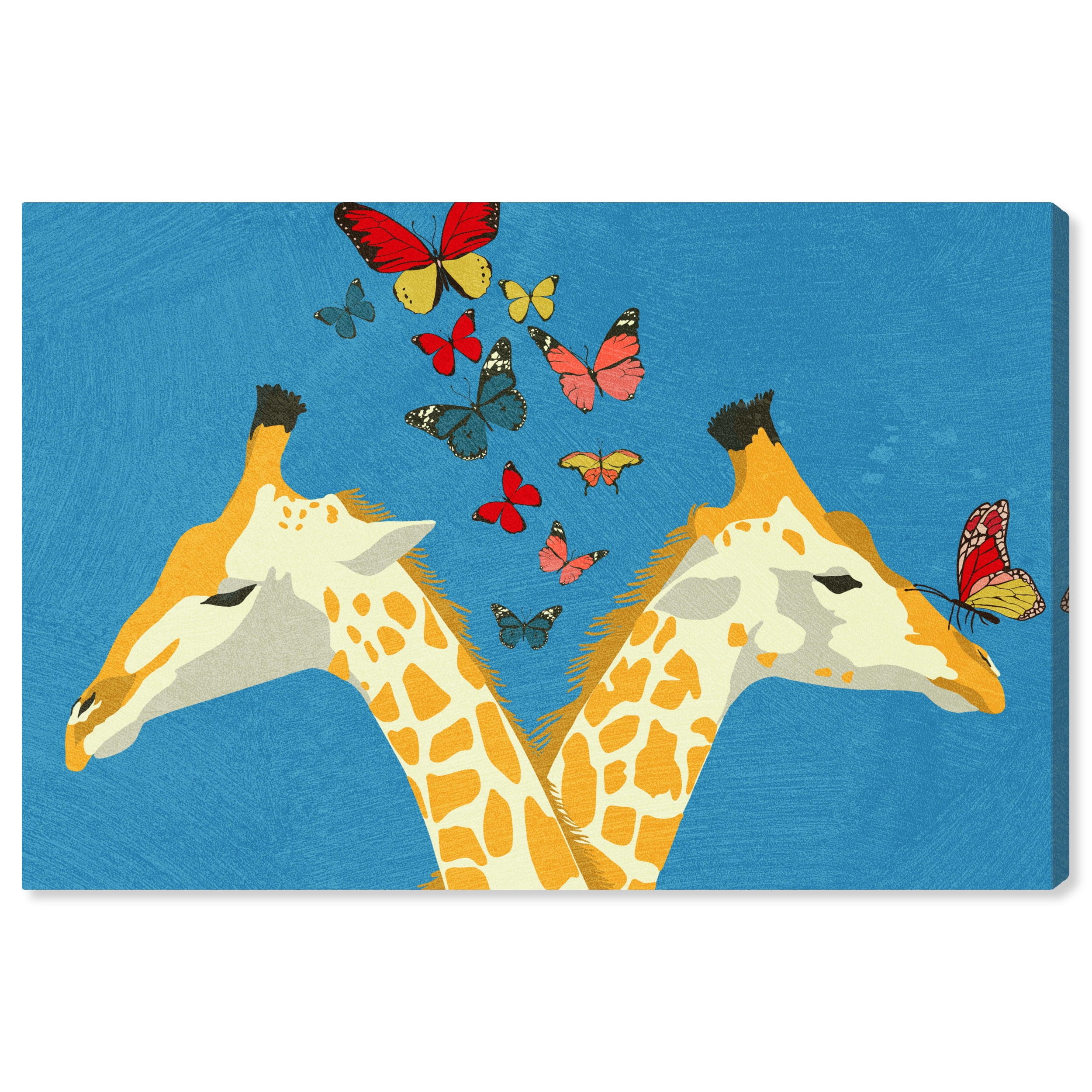 Wynwood Studio Canvas Giraffes and Butterflies Animals Zoo and Wild ...