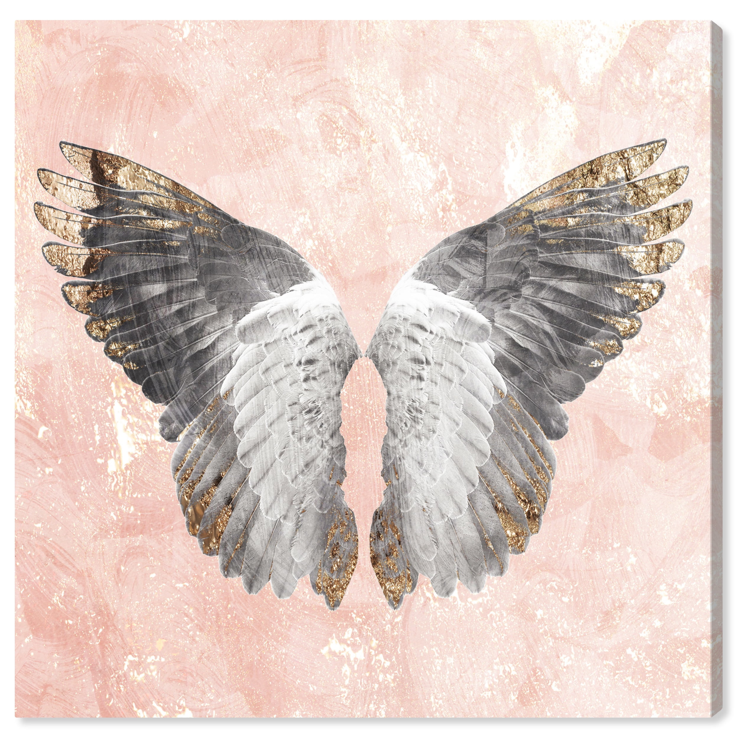 Wynwood Studio Canvas Golden Feather Down Fashion and Glam Wings Wall ...