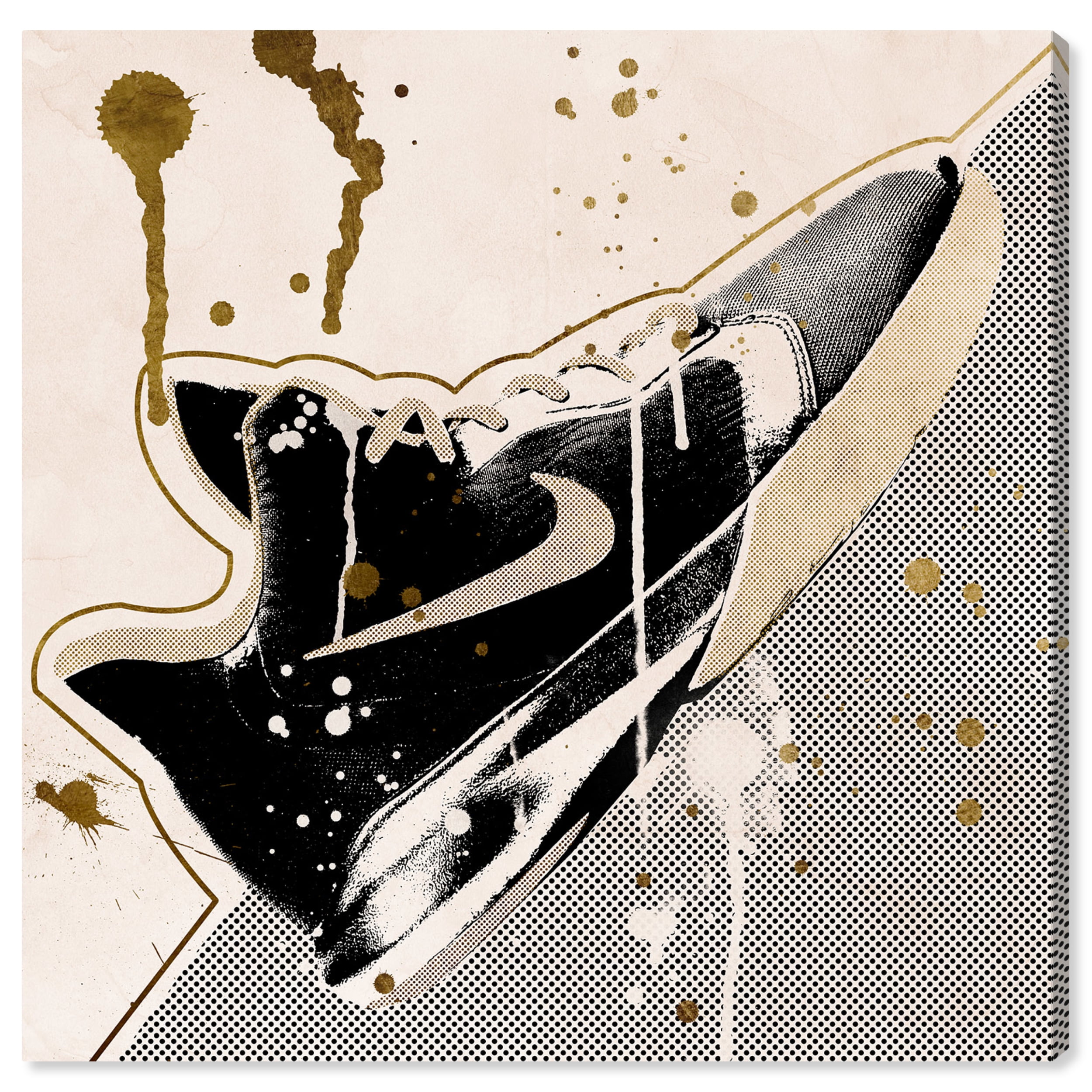 Wynwood Studio Canvas Inverted Sneaker Wall Art - Black Gold - Walmart.com
