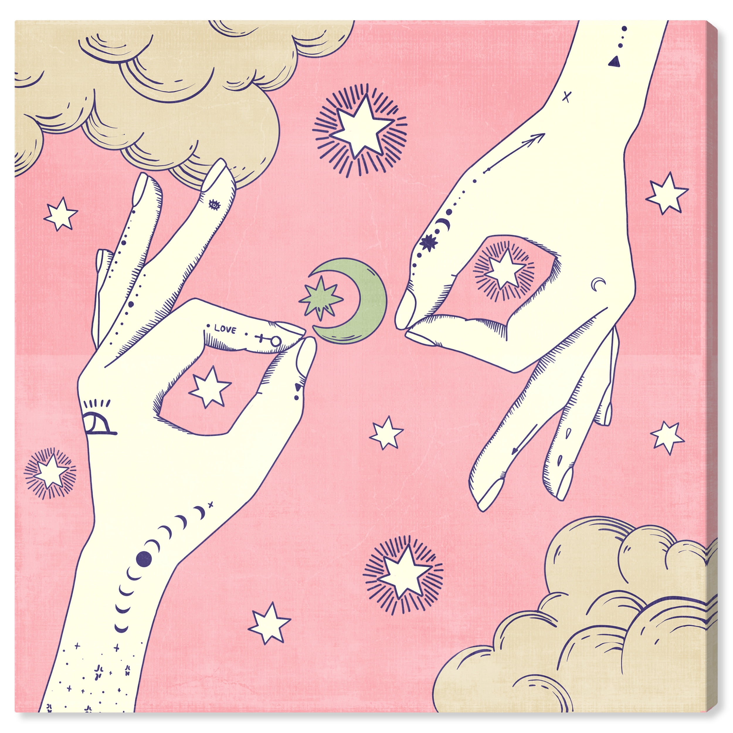 Wynwood Studio Canvas Lunar Hand Sign Blush Spiritual and Religious ...