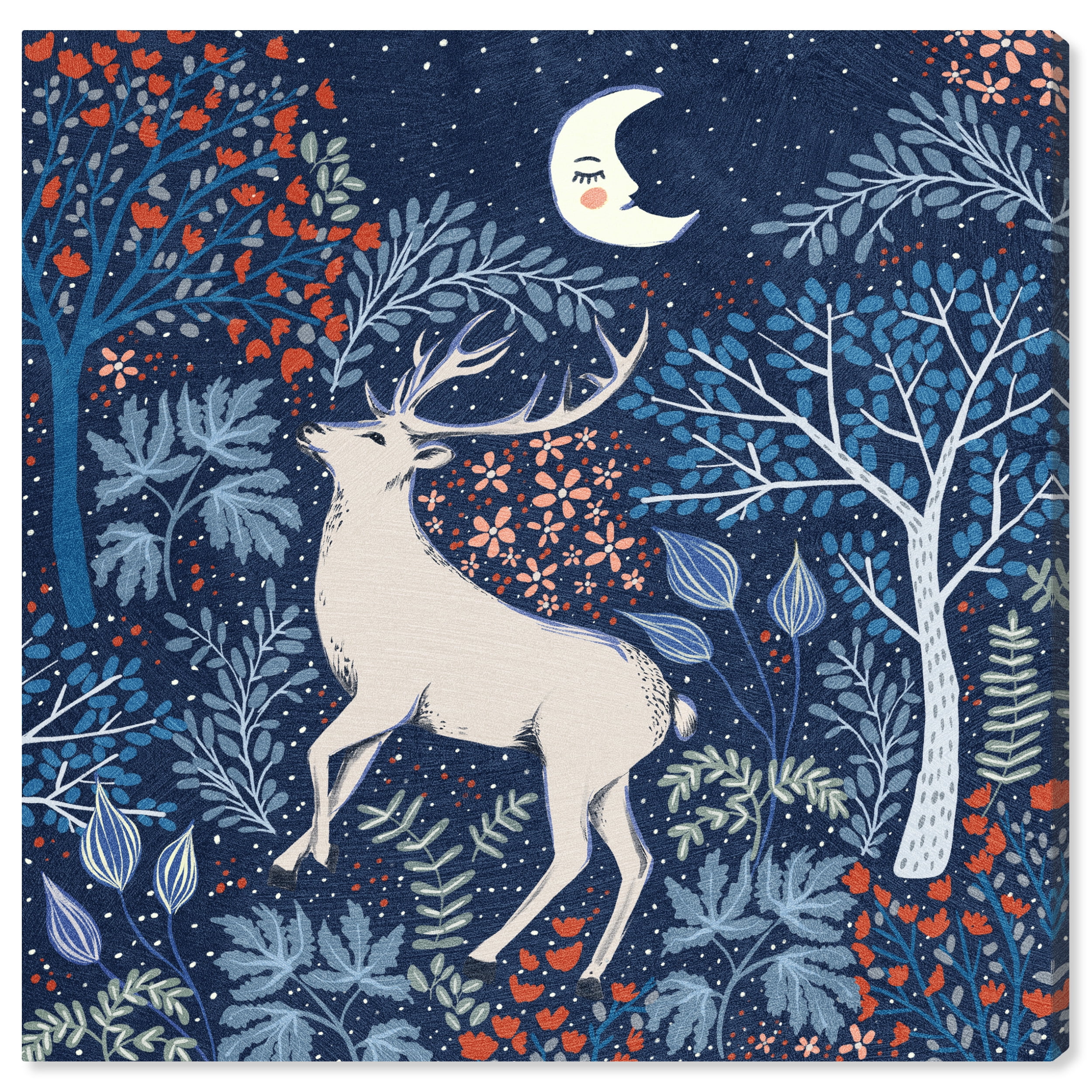 Wynwood Studio Canvas Moonlit Frolic Animals Wall Art Print 30x30 ...