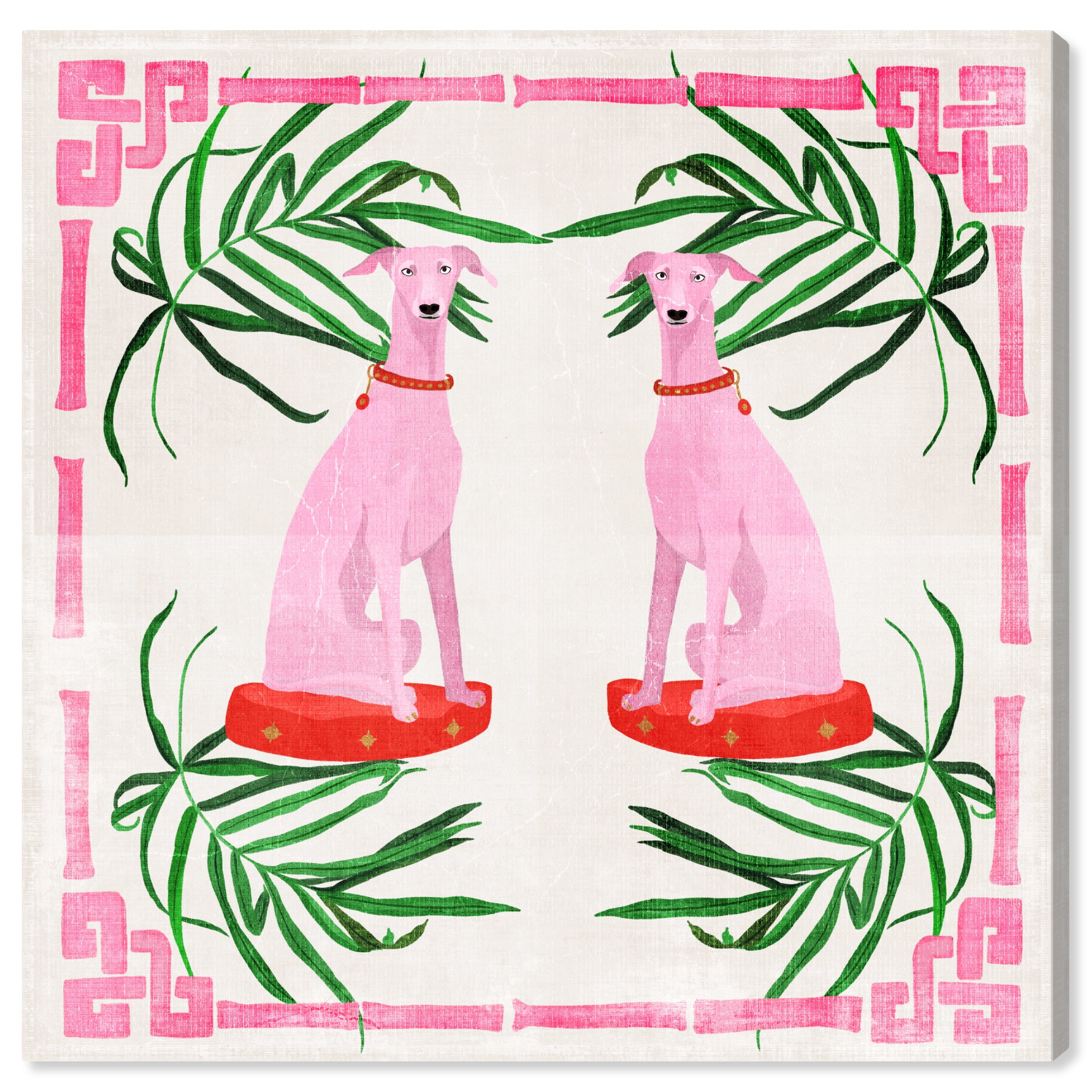 Wynwood Studio Canvas Pink Hound Dogs Wall Art - 12x12 Print - Walmart.com