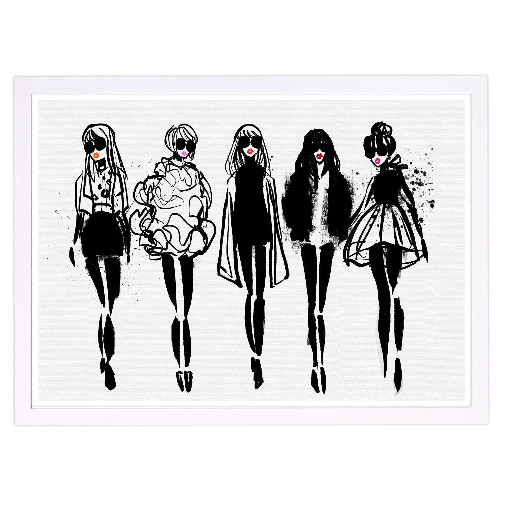Wynwood Studio 'Girl Line Up' Fashion and Glam Framed Wall Art Print ...