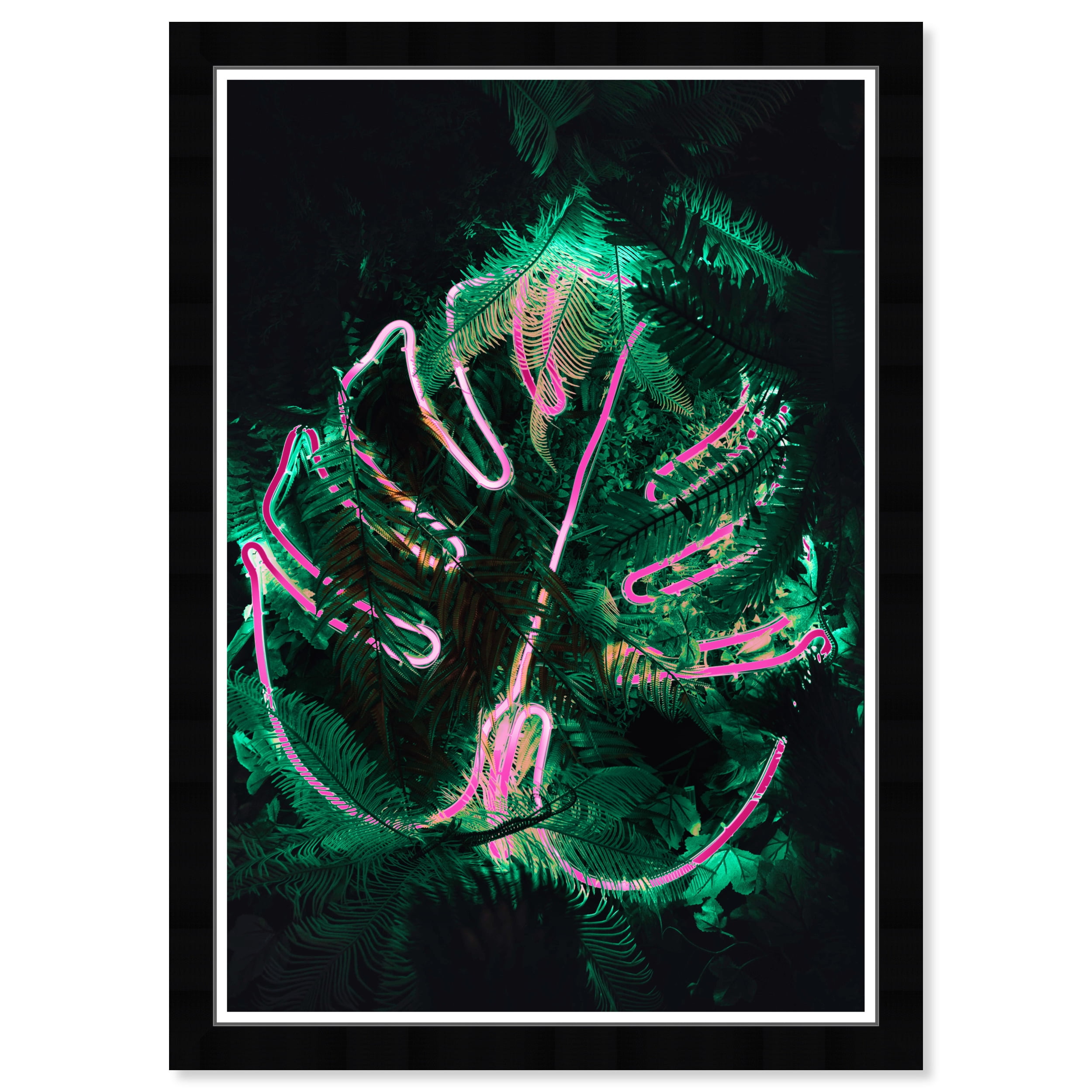 Wynwood Studio Neon Monstera Wall Art Canvas Print - Tropical Floral ...