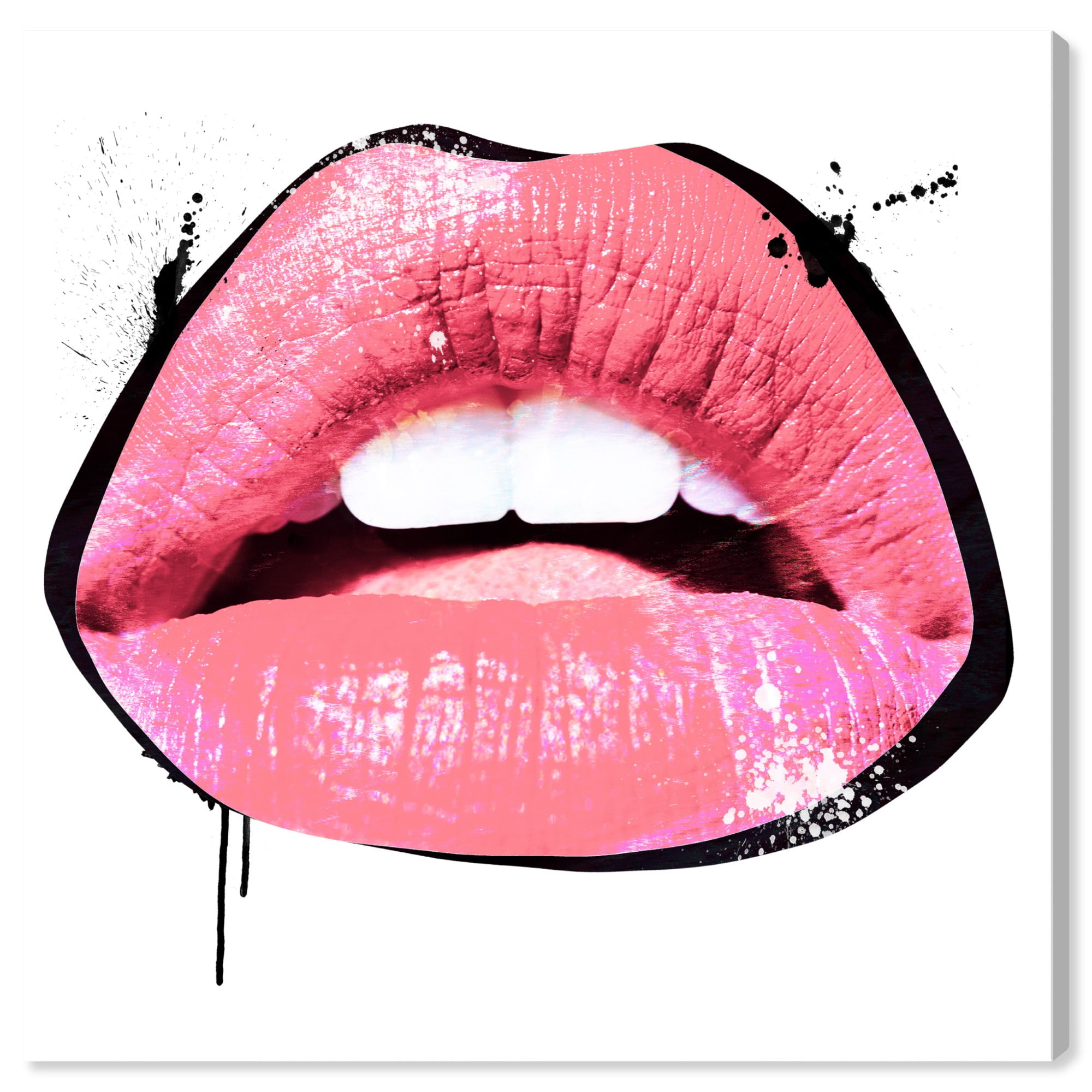 Wynwood Studio Rad Lips Modern Canvas Print Pink White 12 x 12 Home ...