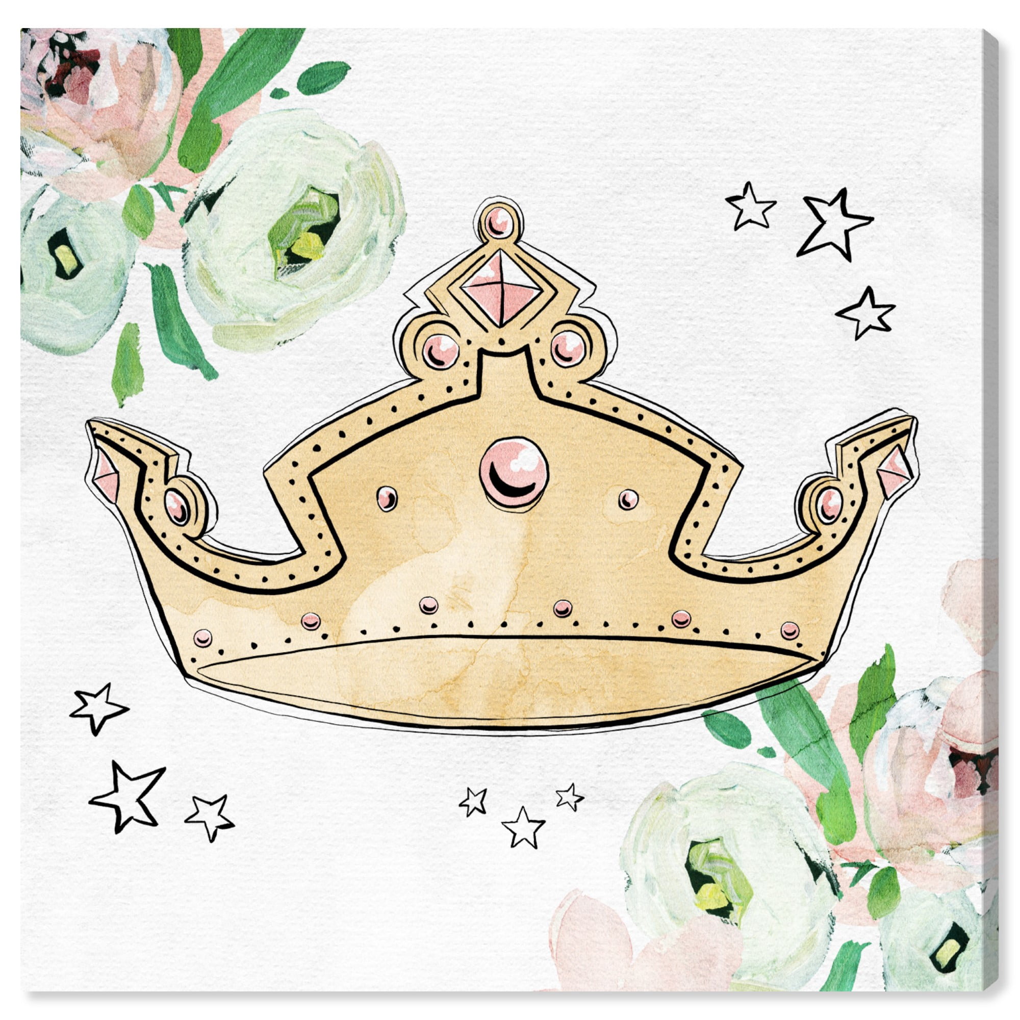 Wynwood Studio Scribble Tiara Wall Art - Gold, White - 12x12 Size ...