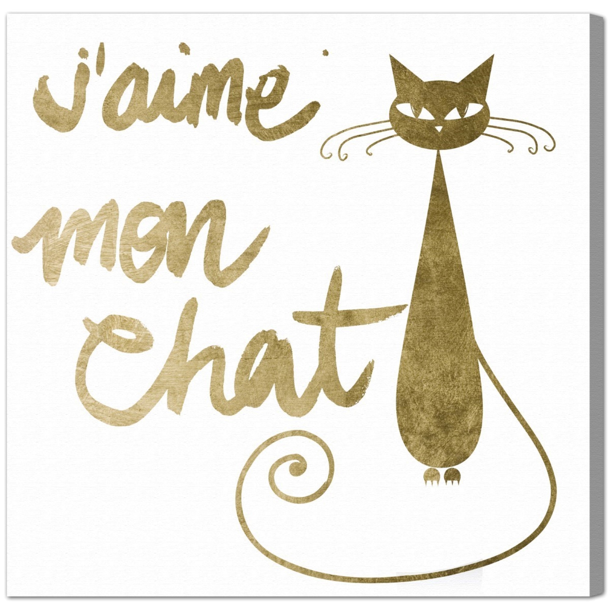 Wynwood Studio Typography and Quotes Wall Art Canvas Prints 'Mon Chat ...