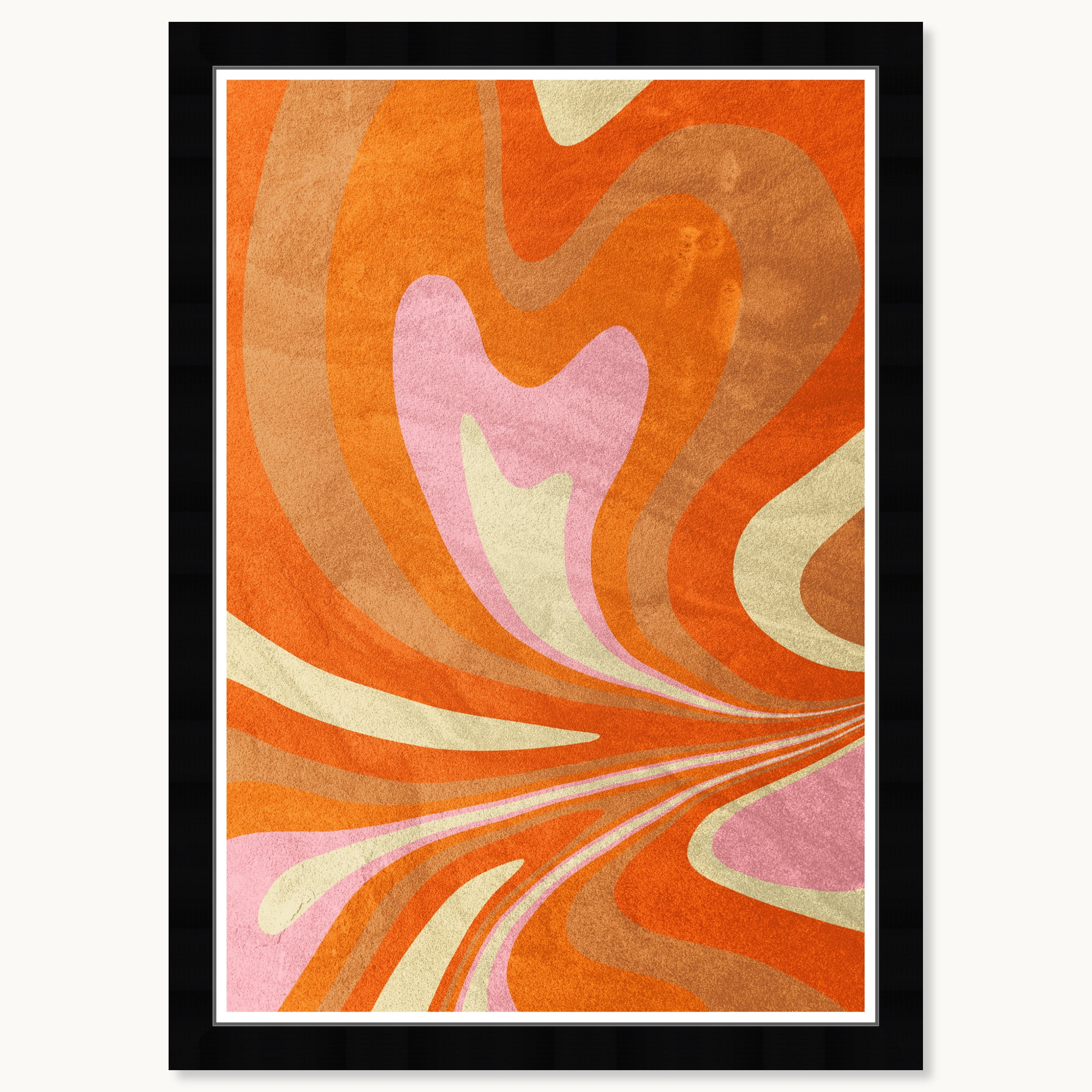 Wynwood Studio Warm Flow Framed Retro Colorful Abstract Prints, 15" x ...