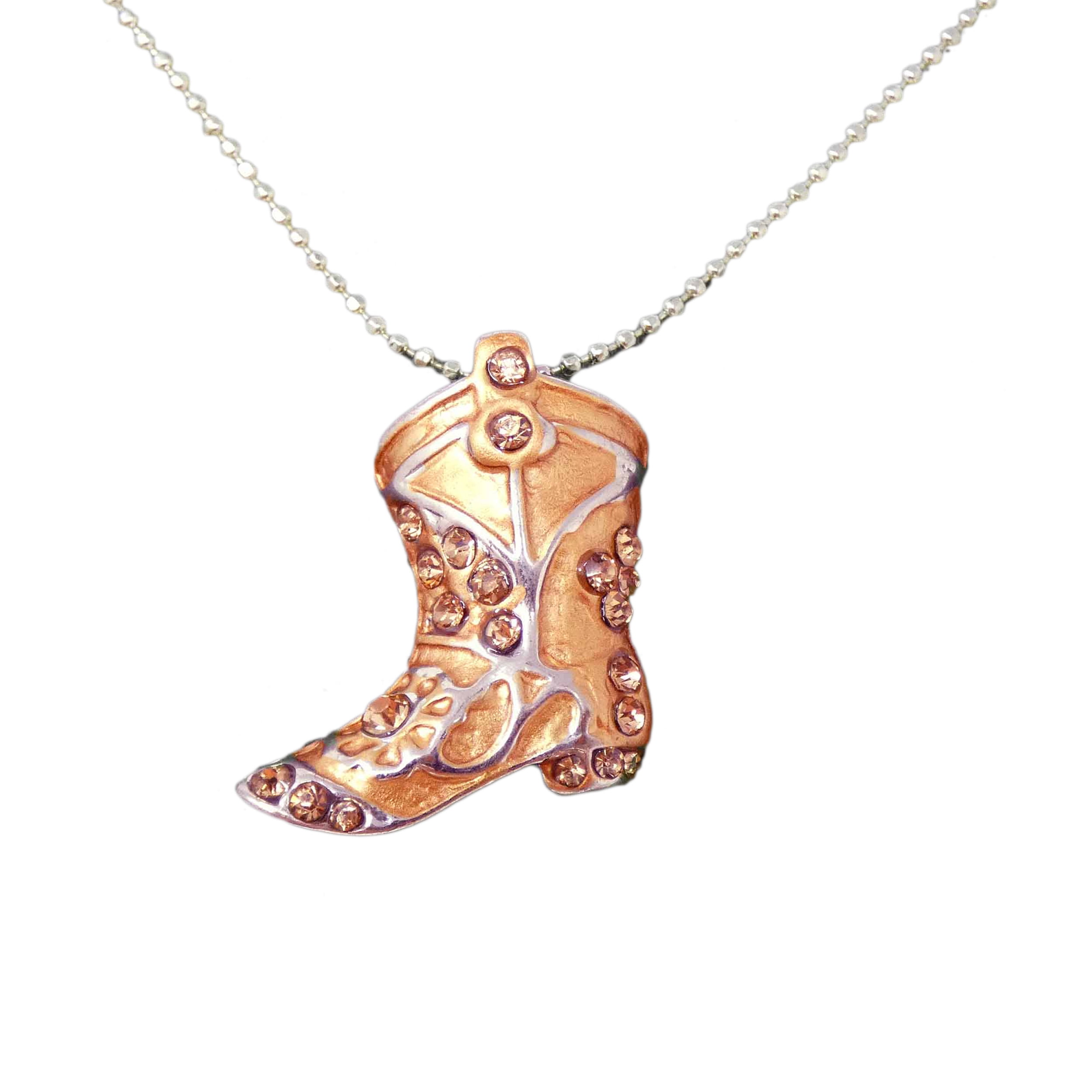 Wyo-Horse Rhinestone Cowgirl Boot Pendant Necklace Copper - Walmart.com