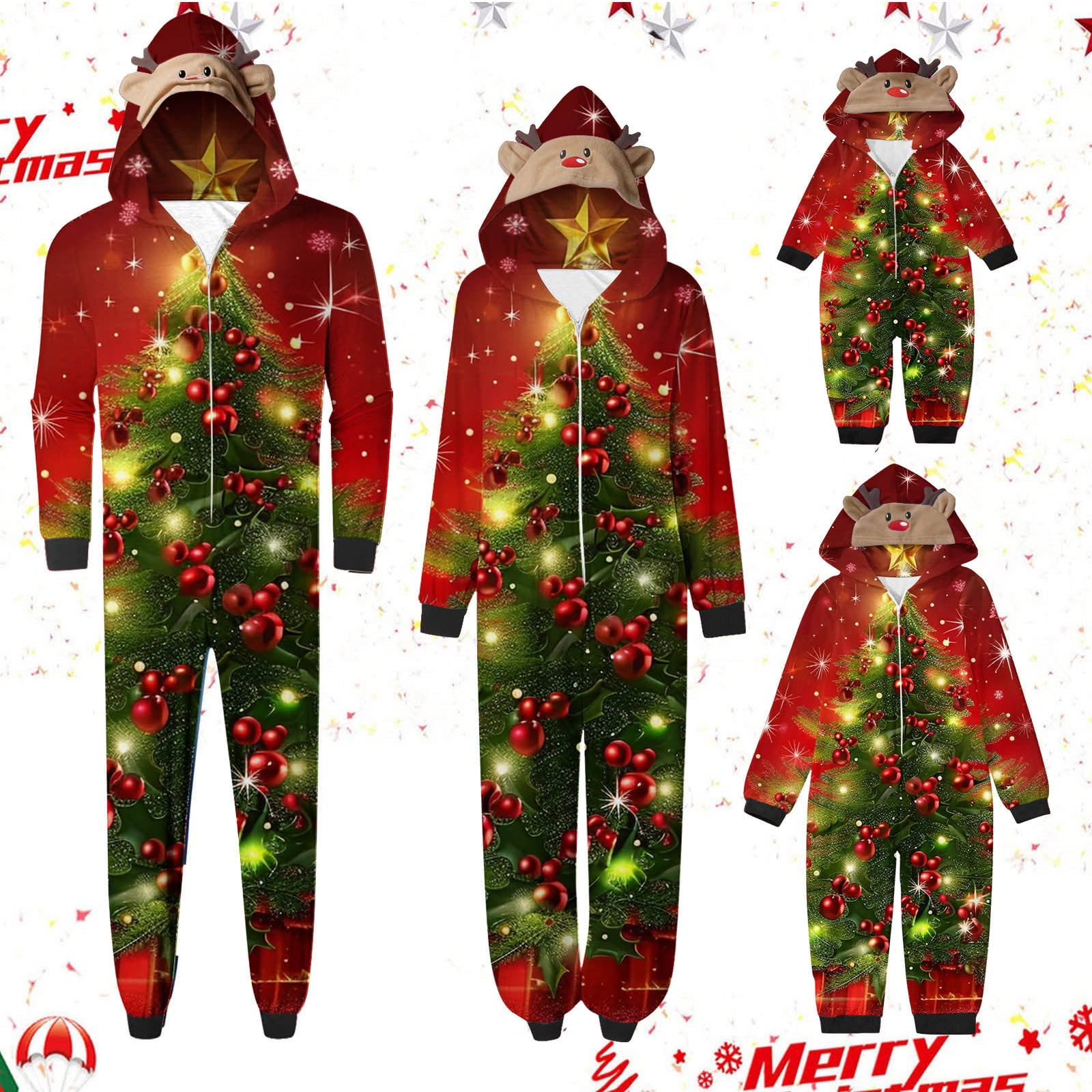 Wyobmus 2024 Family Christmas Onesie Pajamas Sleepwear Winter Christmas ...