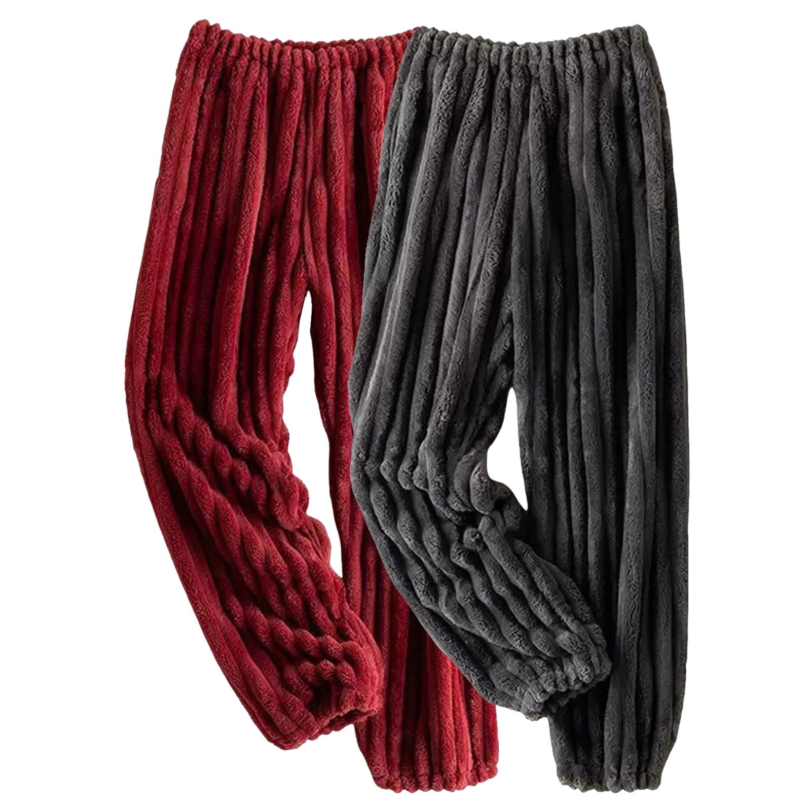 Wyobmus 2PC Fuzzy Pajama Pants for Men Solid Color Velvet Sleepwear Pjs ...