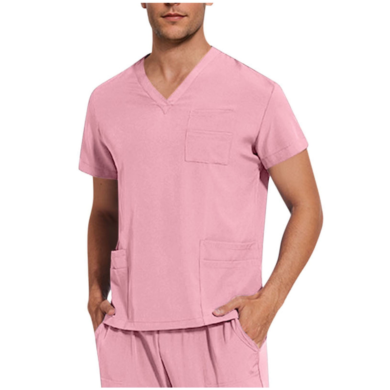 Wyobmus 3-Pocket Scrub Top for Men Soft 4-Way Stretch Work Shrt Casual ...