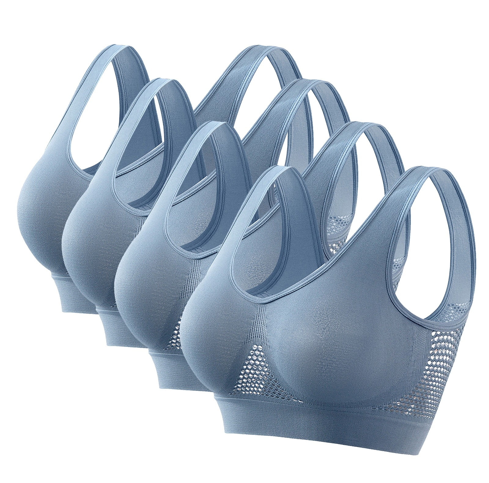 Wyobmus 4 Pack Womens U Back Sport Bra Scoop Neck Wireless Padded ...