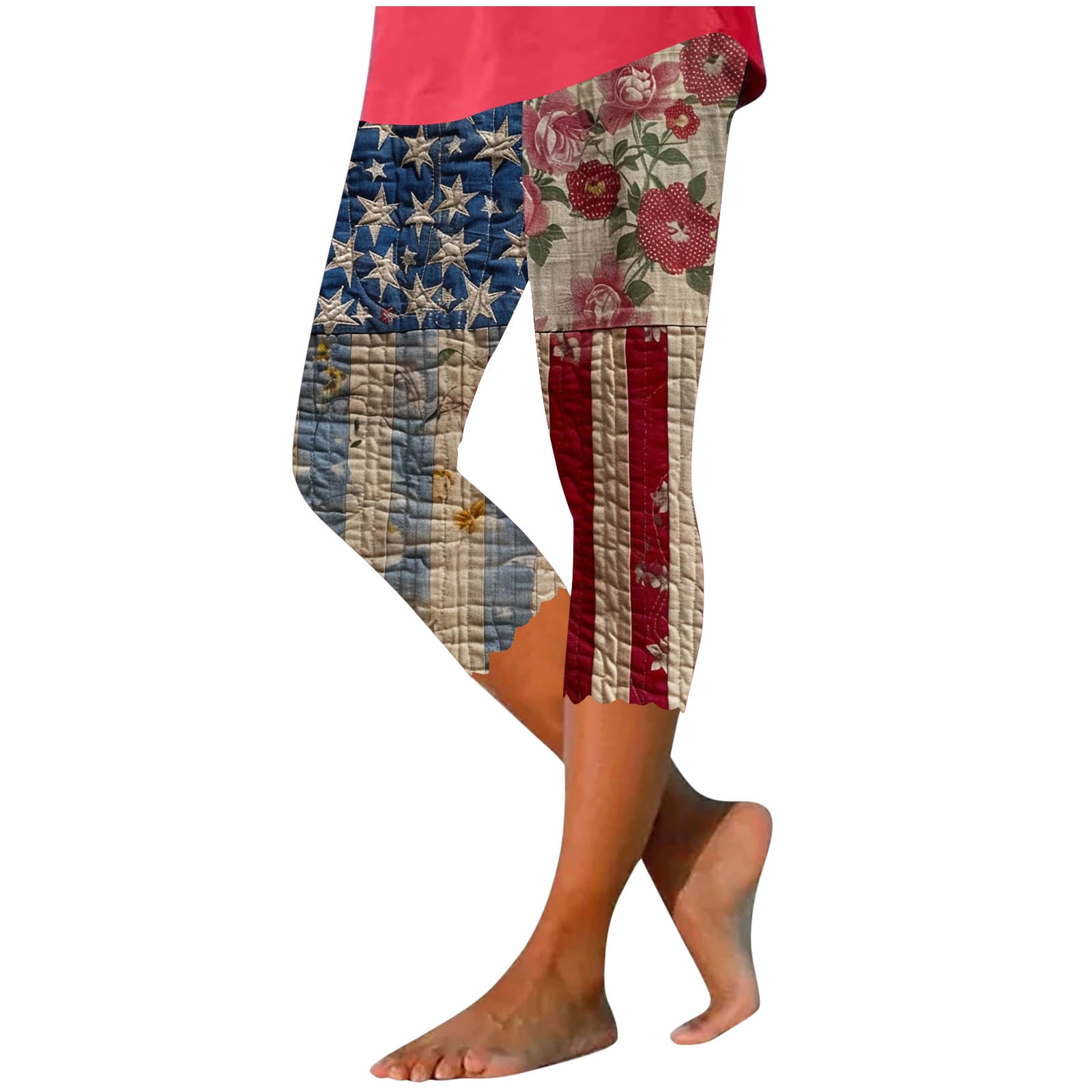 Wyobmus American Flag Capri Leggings for Women 4Th Of July Patriotic ...