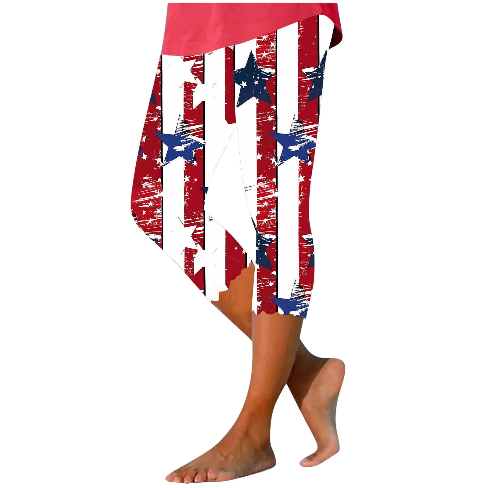 Wyobmus American Flag Capri Leggings for Women 4Th Of July Patriotic ...