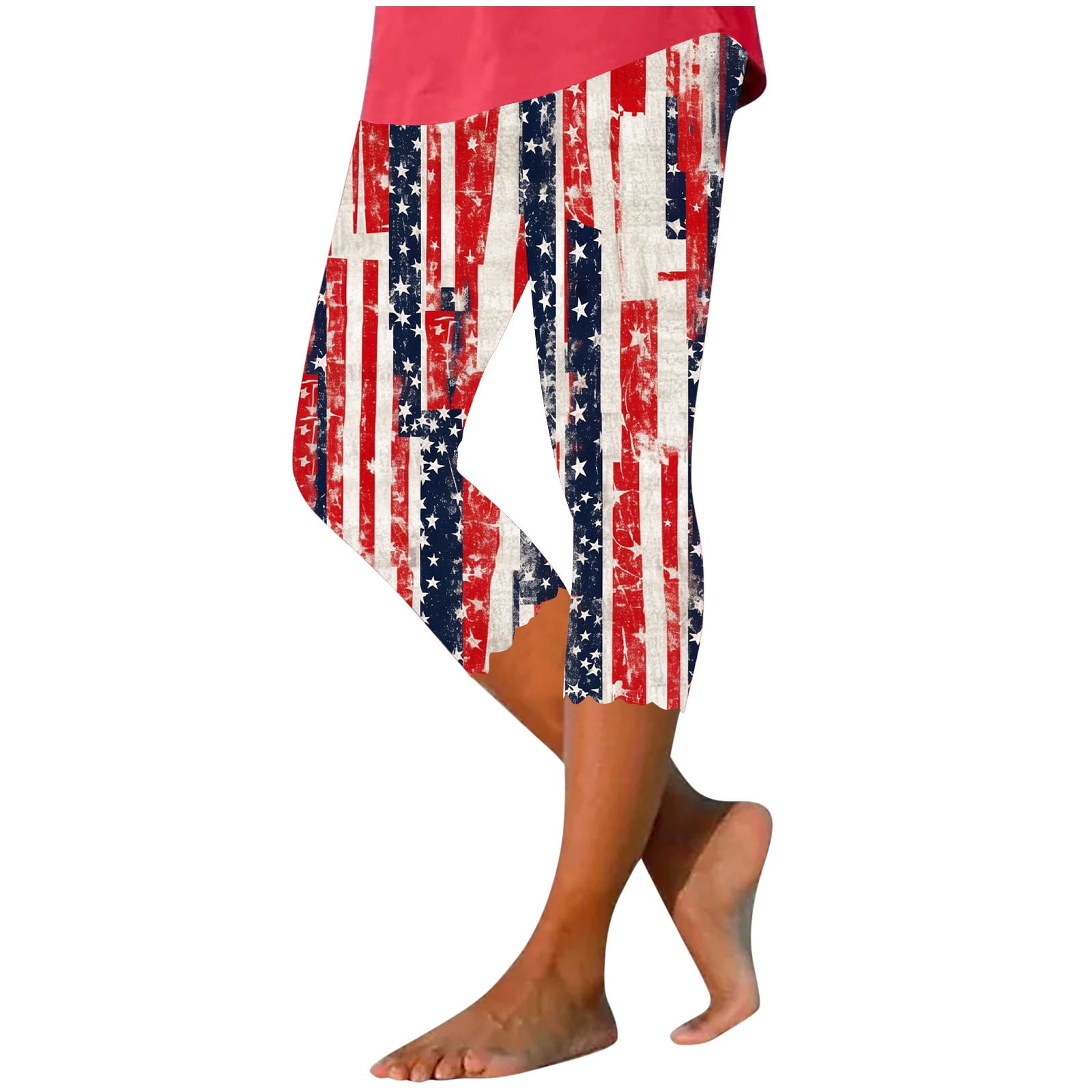 Wyobmus American Flag Capri Leggings for Women 4Th Of July Patriotic ...