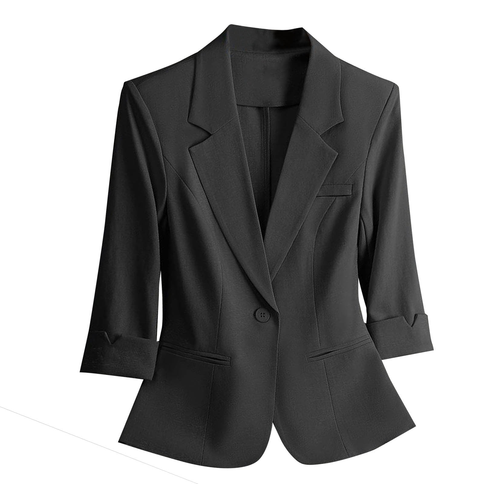 Wyobums Blazers for Women Business Casual 3/4 Sleeve Lightweight Slim ...