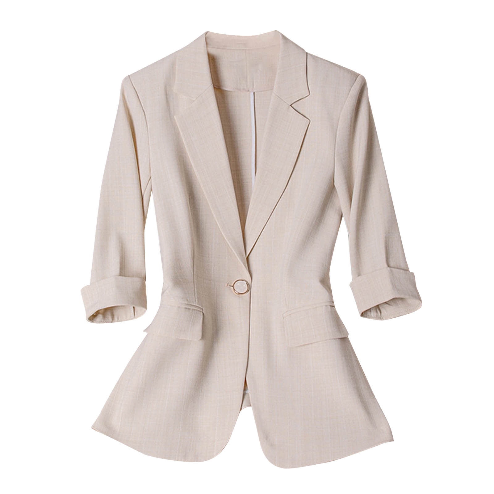 Wyobums Blazers for Women Business Casual 3/4 Sleeve Lightweight Slim ...