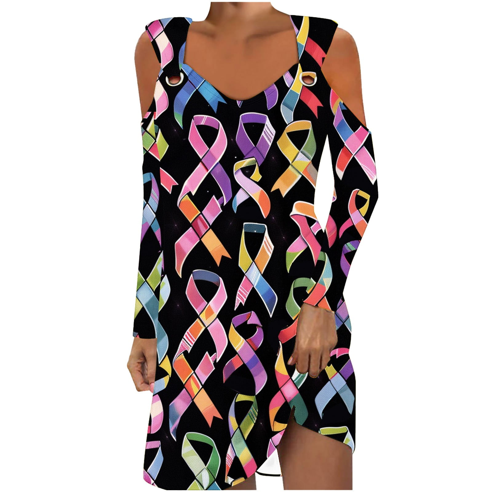 Wyobmus Fall Dresses for Women 2024 Breast Cancer Awareness Long Sleeve ...