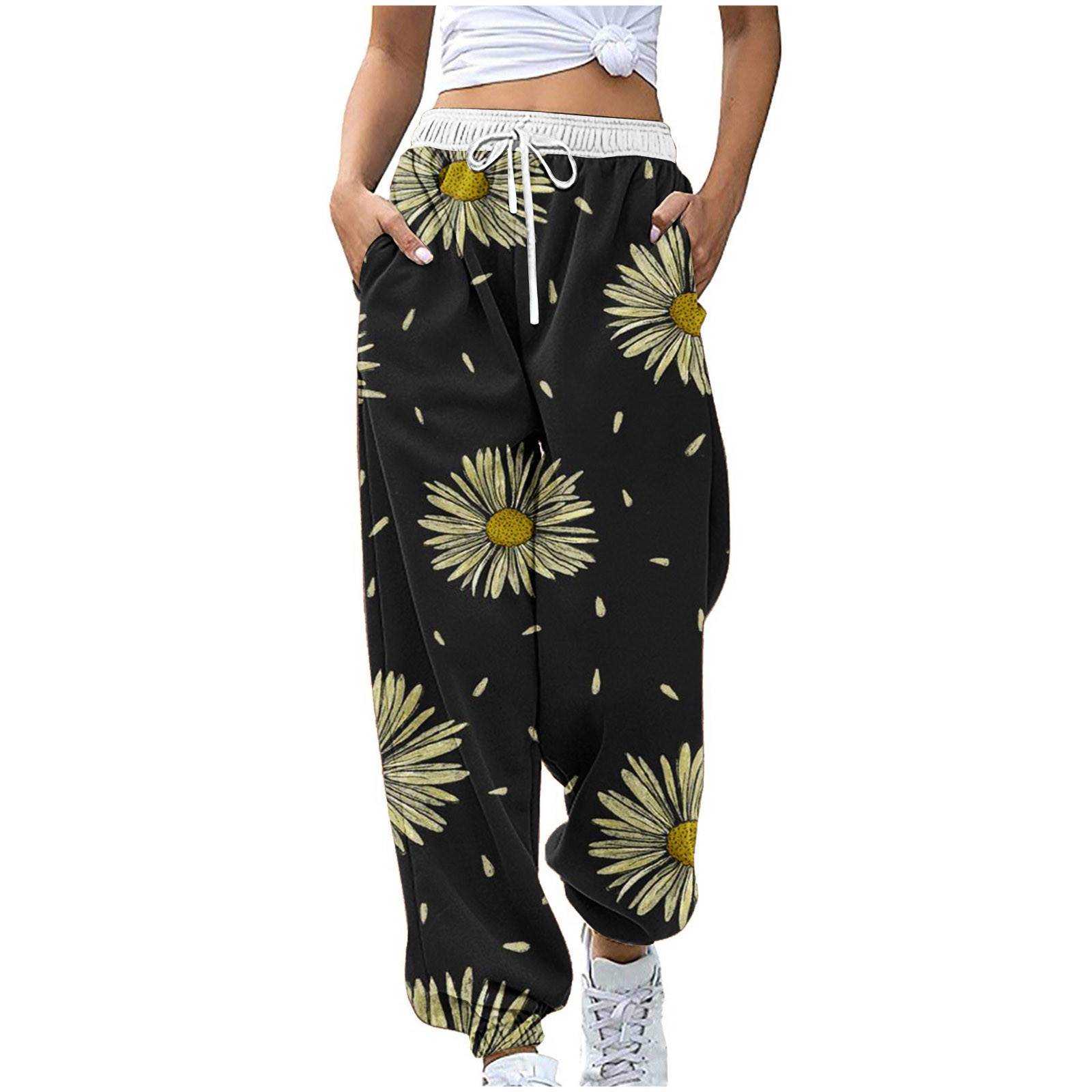 Wyobmus Fashion Comfy Sweatpants for Women Floral Printed Drawstring ...