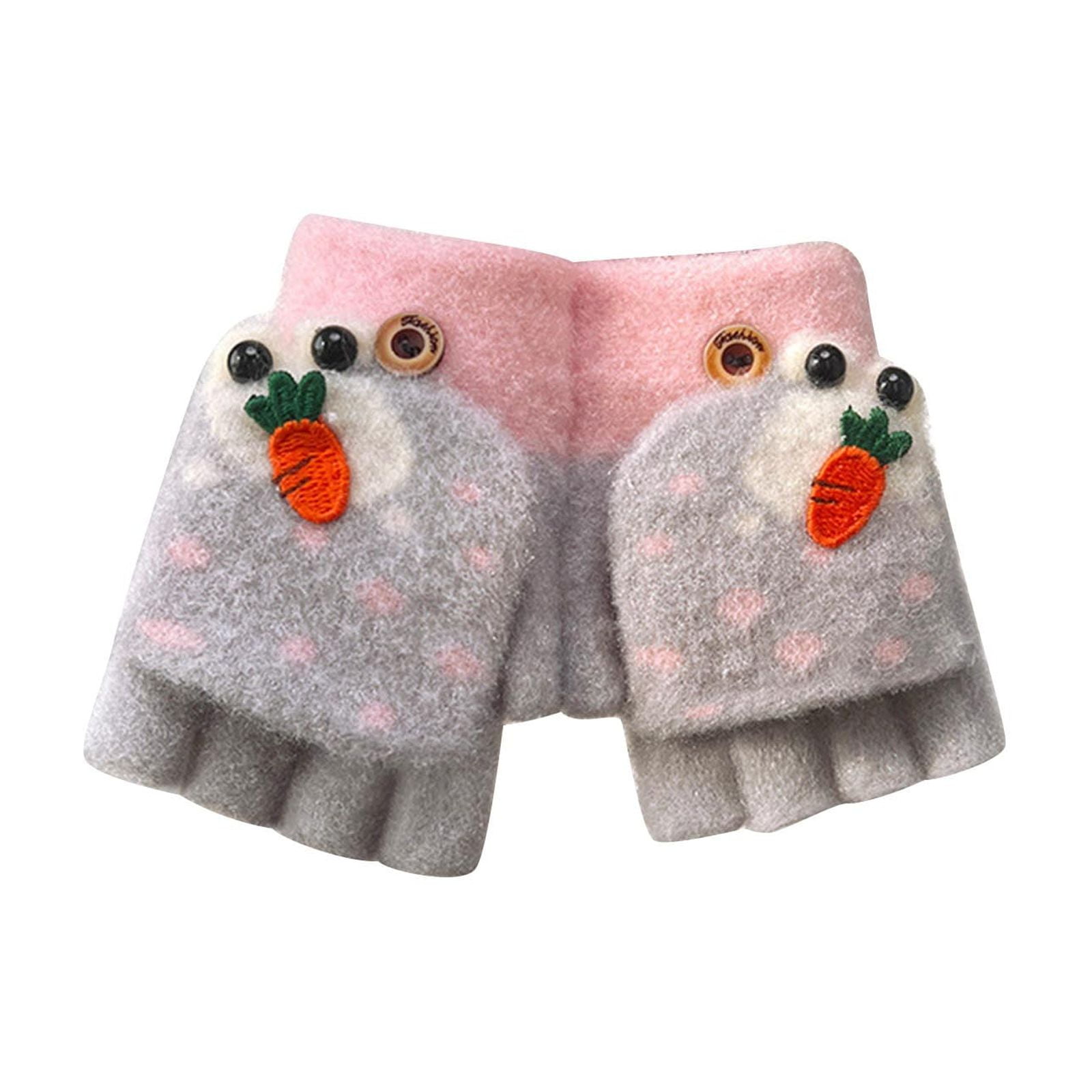 Wyobmus Fluffy Fingerless Gloves for Toddler Boys Girls Winter Flip Top ...