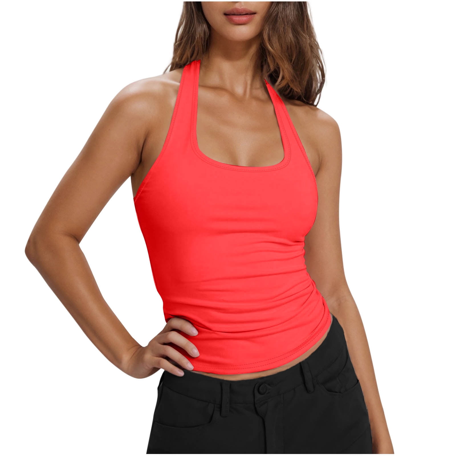 Wyobmus Halter Tops for Women Summer Fashion Backless Shirts Sleeveless ...