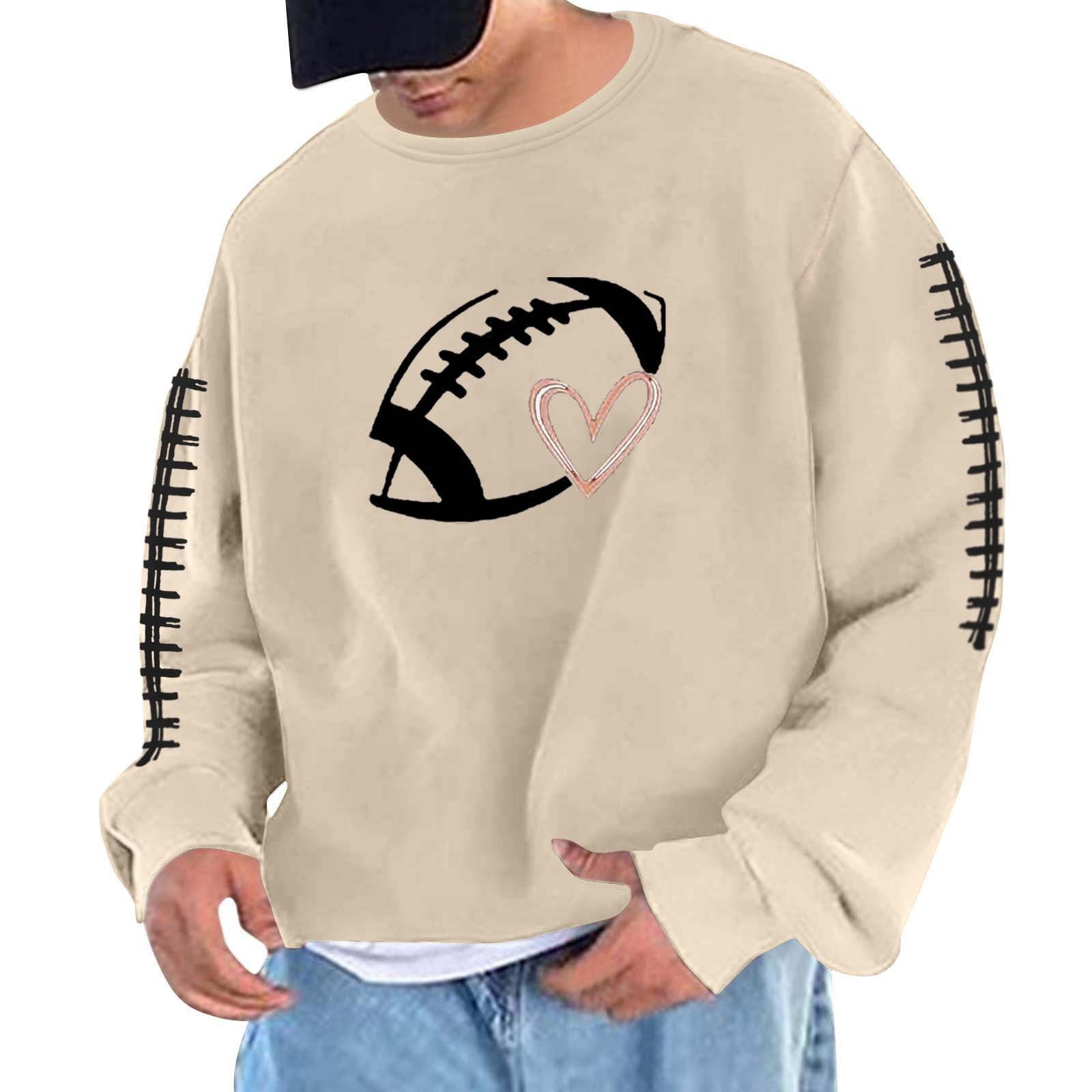 Wyobmus Heartbeat Football Print Sweatshirts for Men 2024 Loose Fit ...