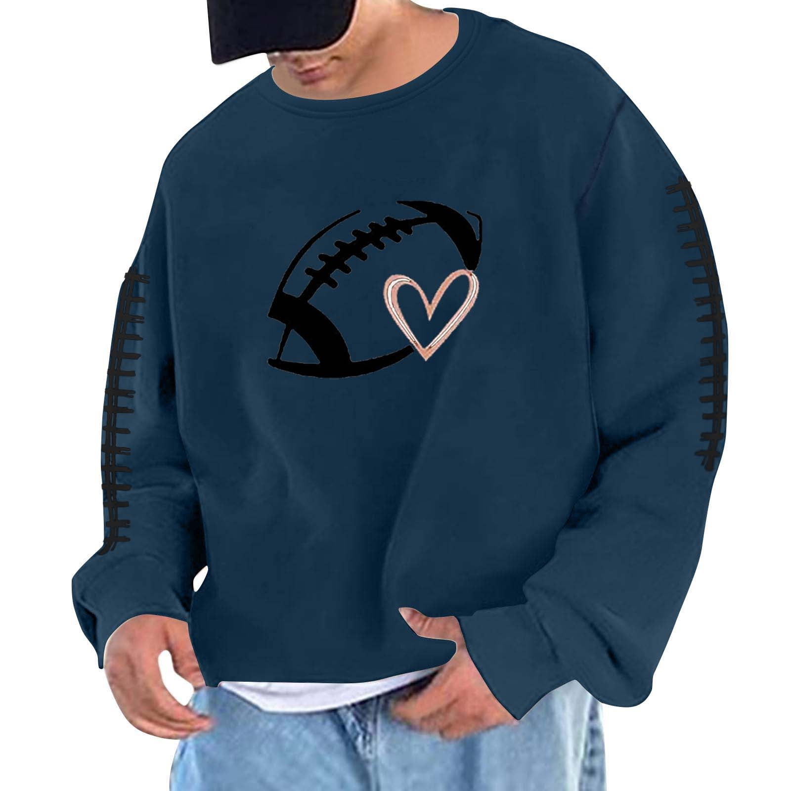 Wyobmus Heartbeat Football Print Sweatshirts for Men 2024 Loose Fit ...