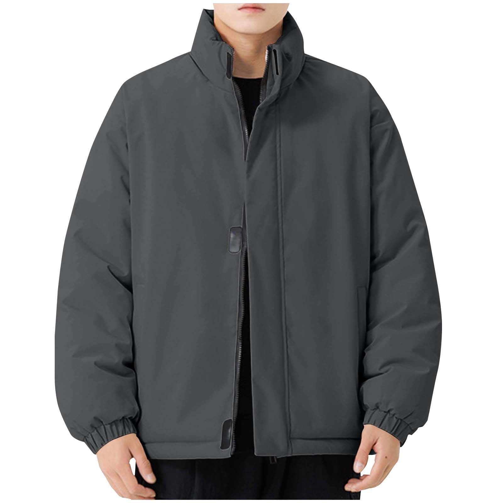 Wyobmus Jackets for Mens Fall Winter Long Sleeve Neck Loose Fit Thermal ...