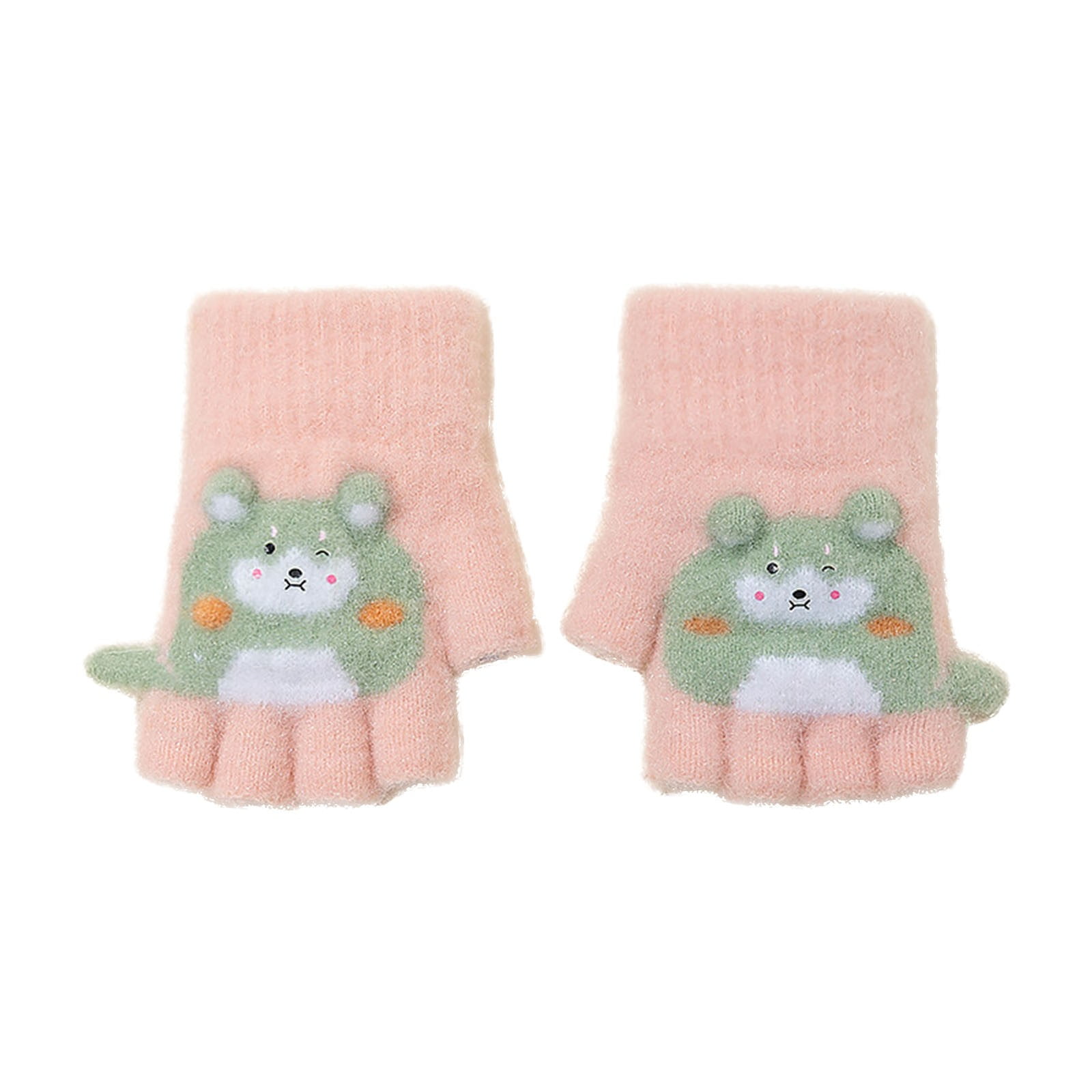 Wyobmus Kids Fingerless Gloves Convertible Flip Top Gloves Bear Printed ...