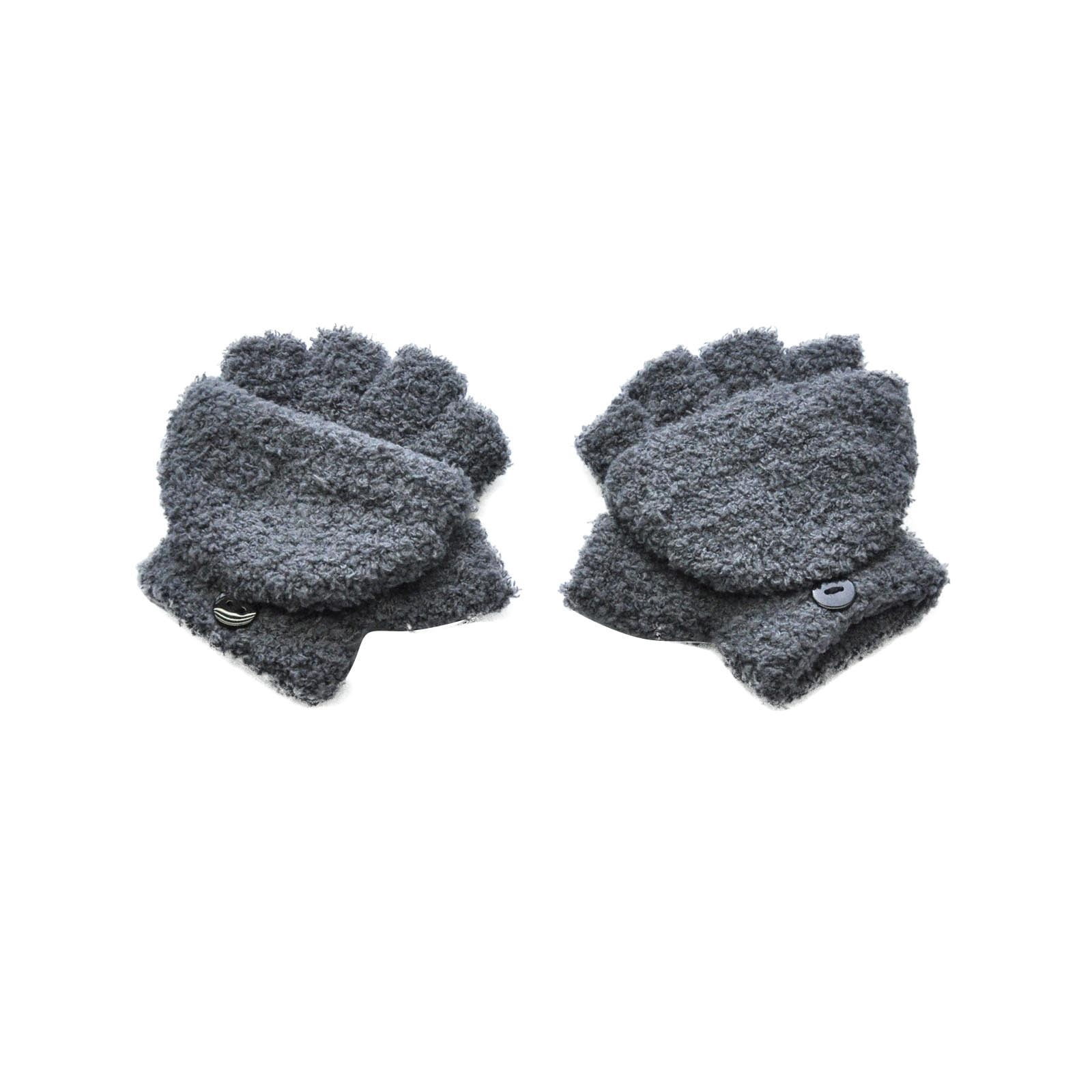 Wyobmus Kids Fluffy Fingerless Gloves With Mitten Cover Thick Fleece ...