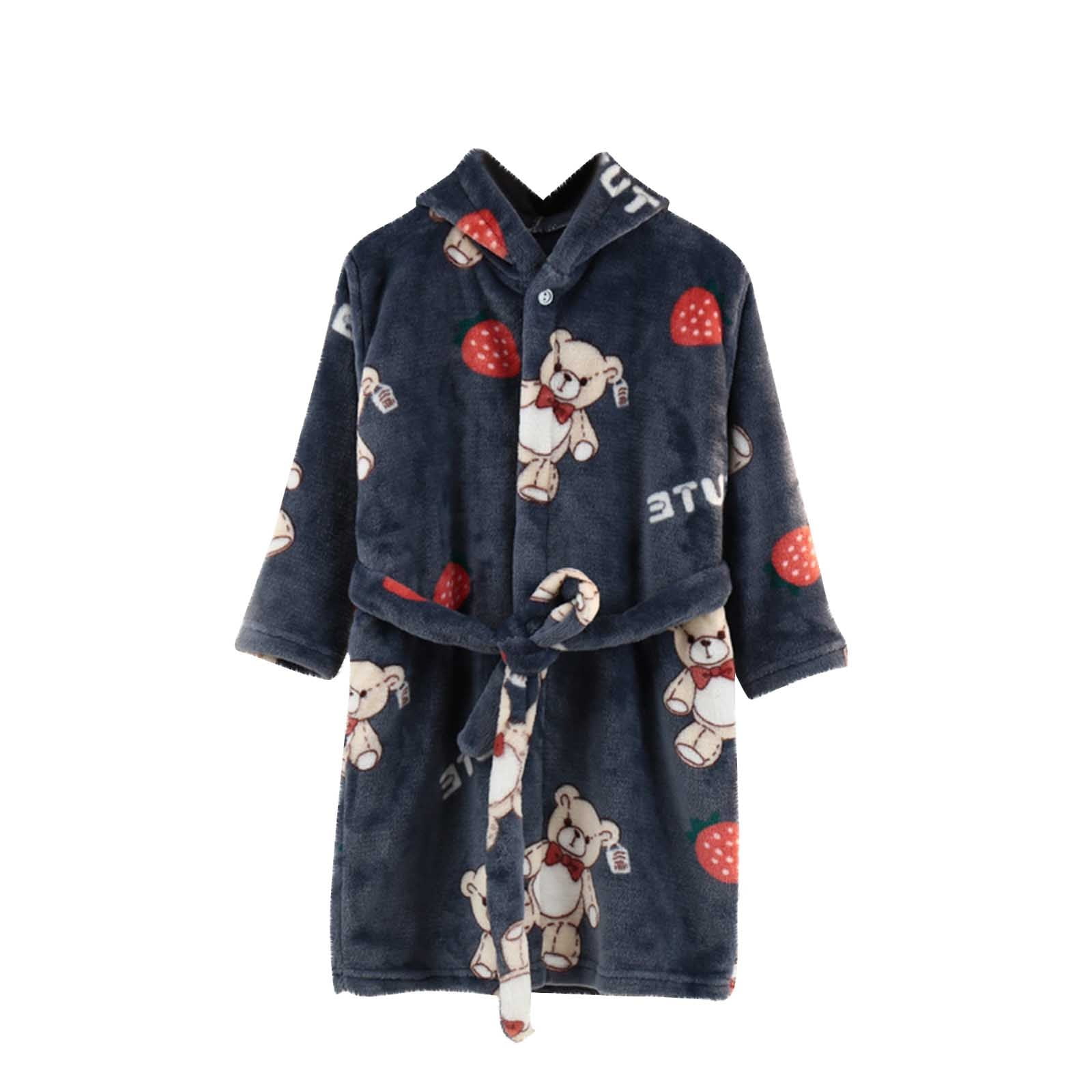 Wyobmus Kids Robes Cute Pattern Bathrobe Unisex Kids Robe Baby Flannel ...